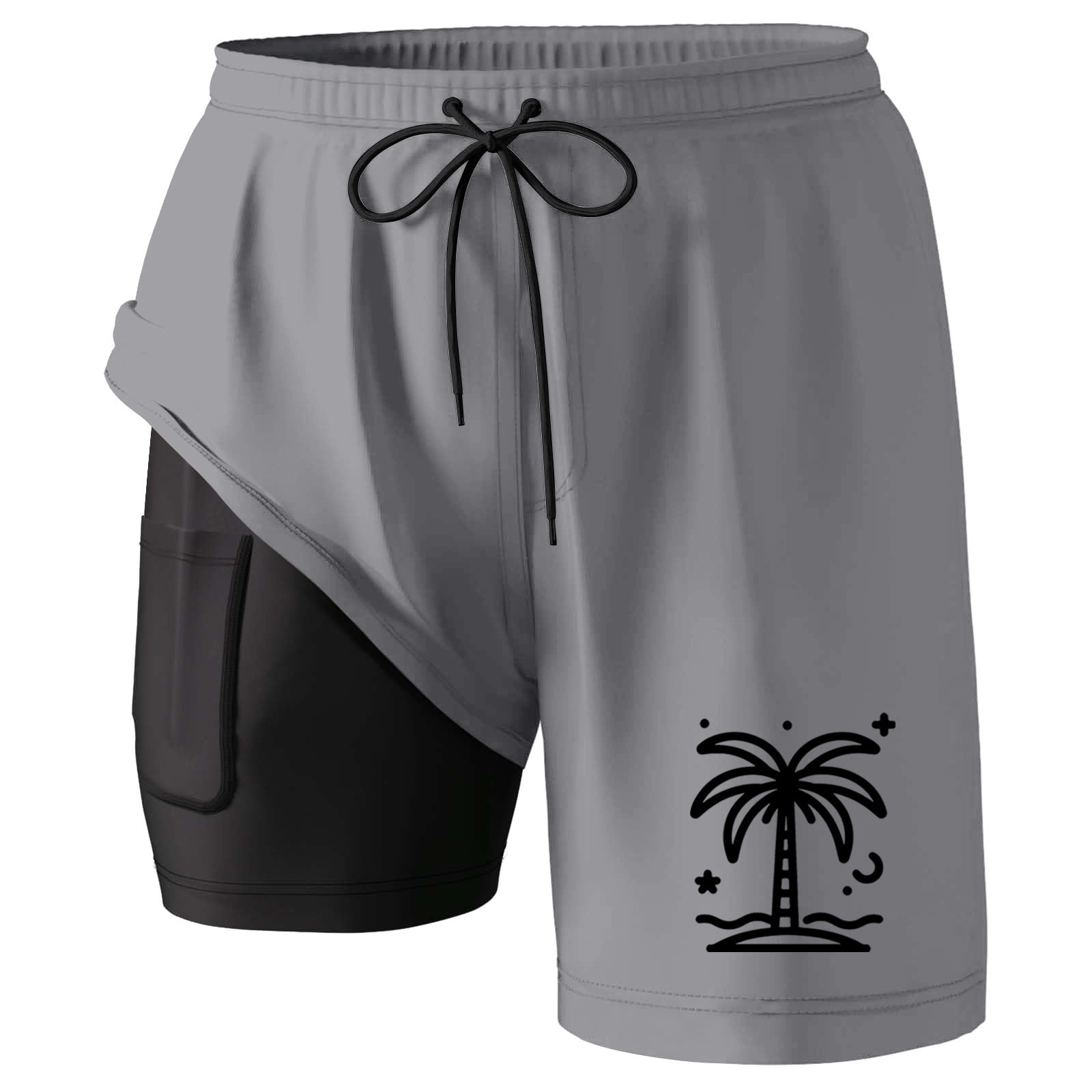 ibiyuan Mens Swim Trunks with Boxer Mesh Liner Quickdry Mens Bathing ...