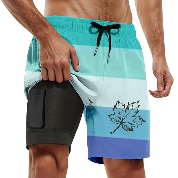ibiyuan Mens Swim Trunks with Compression Liner Vintage Bathing Suit ...