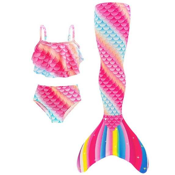 ibiyuan 3pc Toddler Girls Summer Ruffle Girls Swimsuit Bathing Suits ...