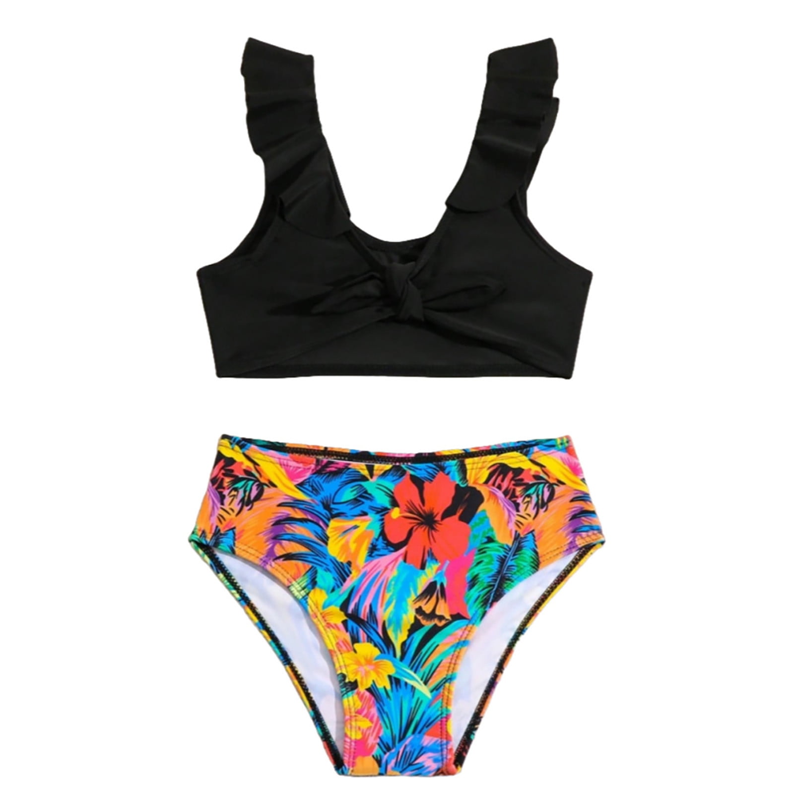 ibiyuan Ruffle Girls Swimsuits Two Piece Adjustable Straps Bathing Suit ...