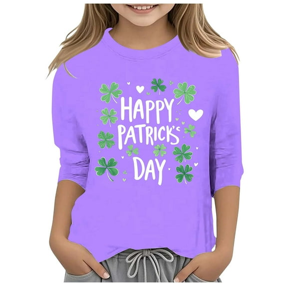 ibiyuan Saint Pattys Day 3/4 Length Sleeve Girls T Shirts Size 6 Crew ...