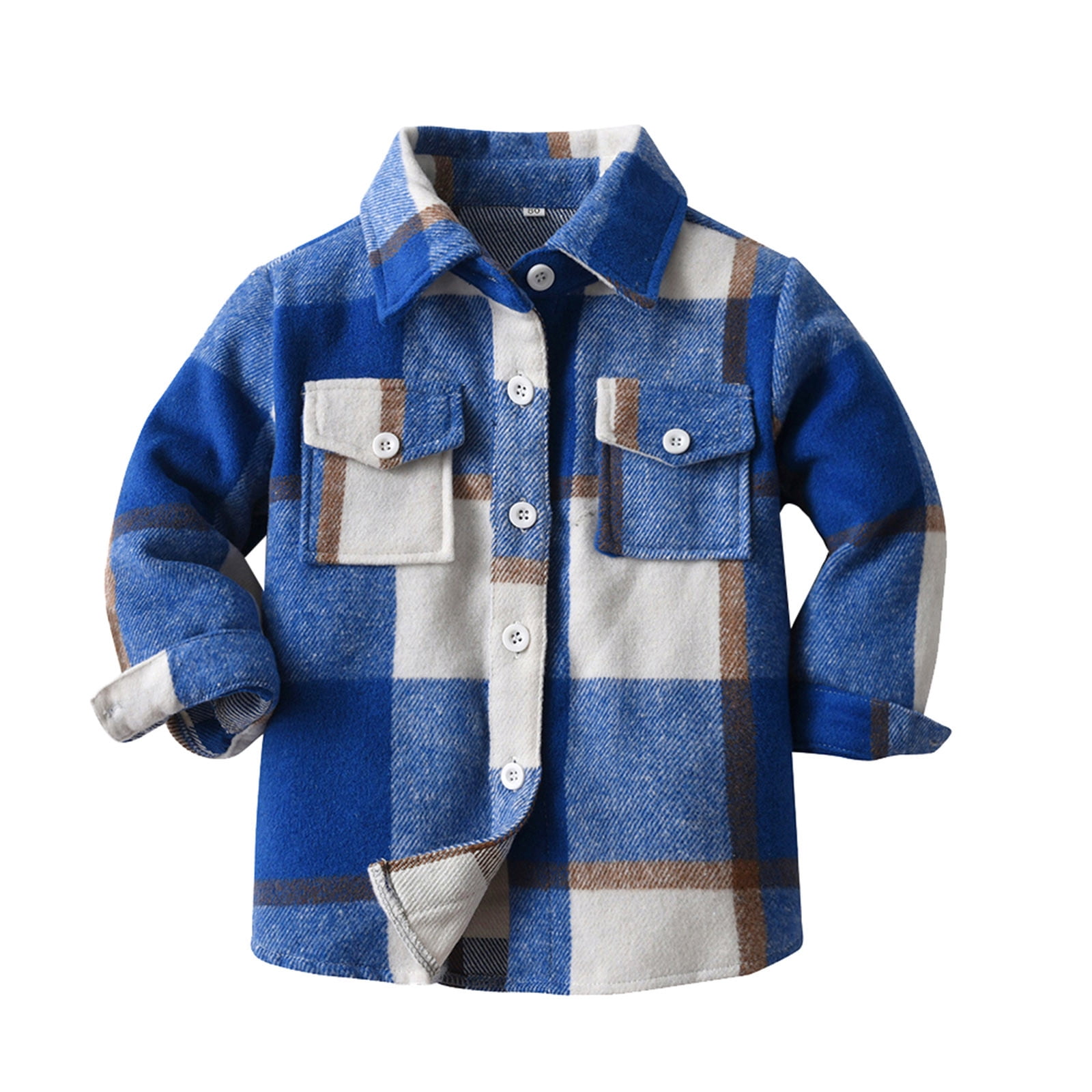 ibiyuan Toddler Boys Girls Shirt Coat Jacket Plaid Long Sleeve Kids Lapel Button Tops Outwear ...
