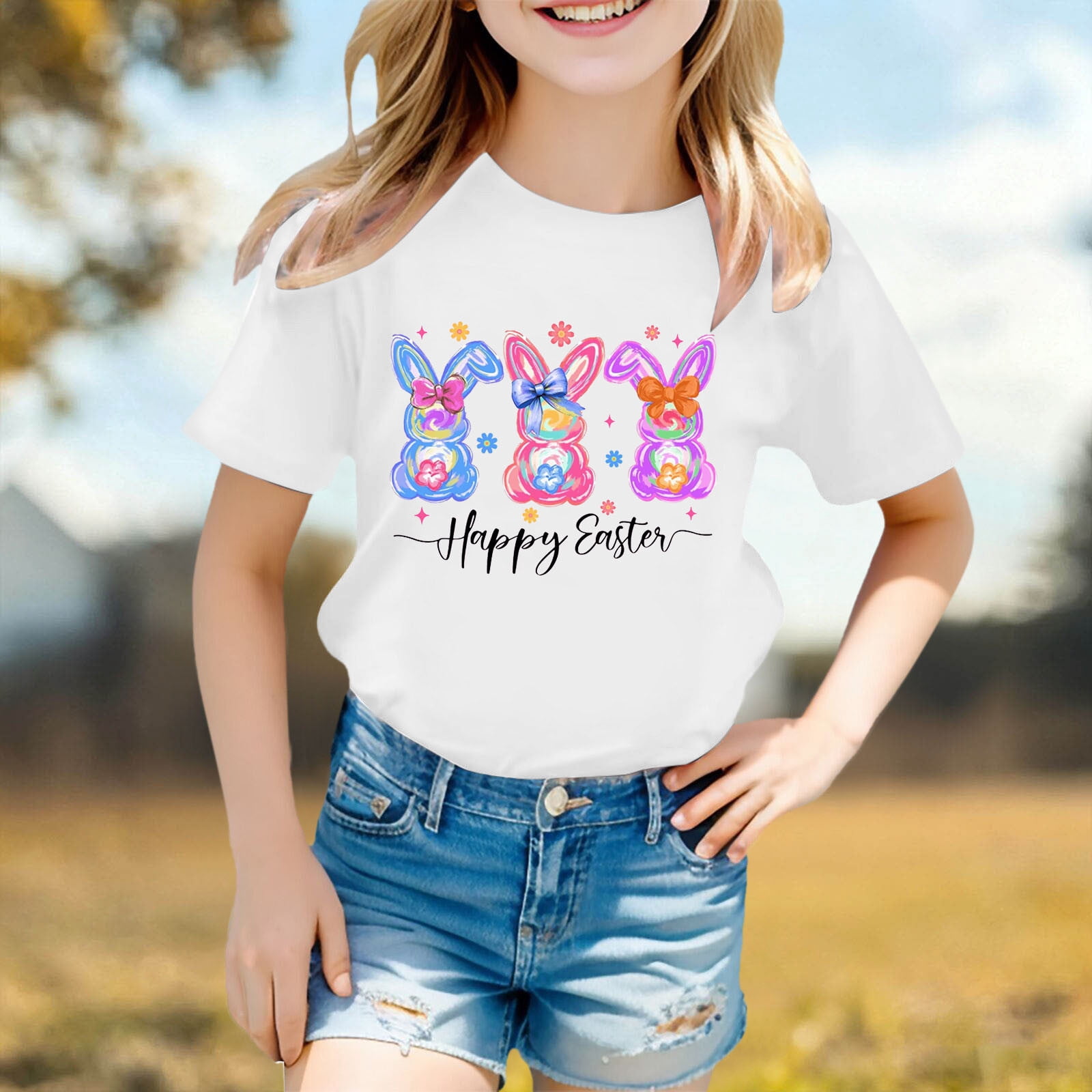 ibiyuan Toddler Girls Easter Shirts Cute Bunny Tshirts Happy Easter ...