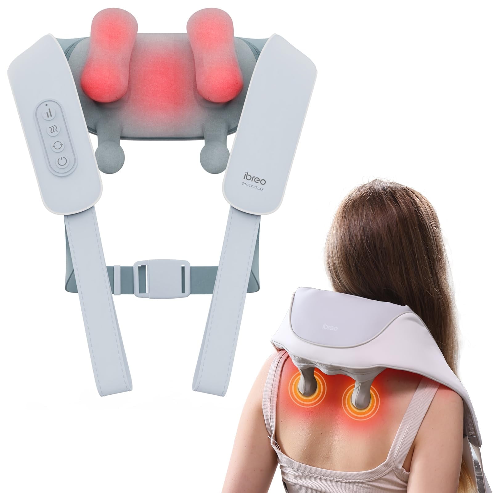 ibreo Cordless Shiatsu Neck and Shoulder Massager with Heat, 6D Deep ...