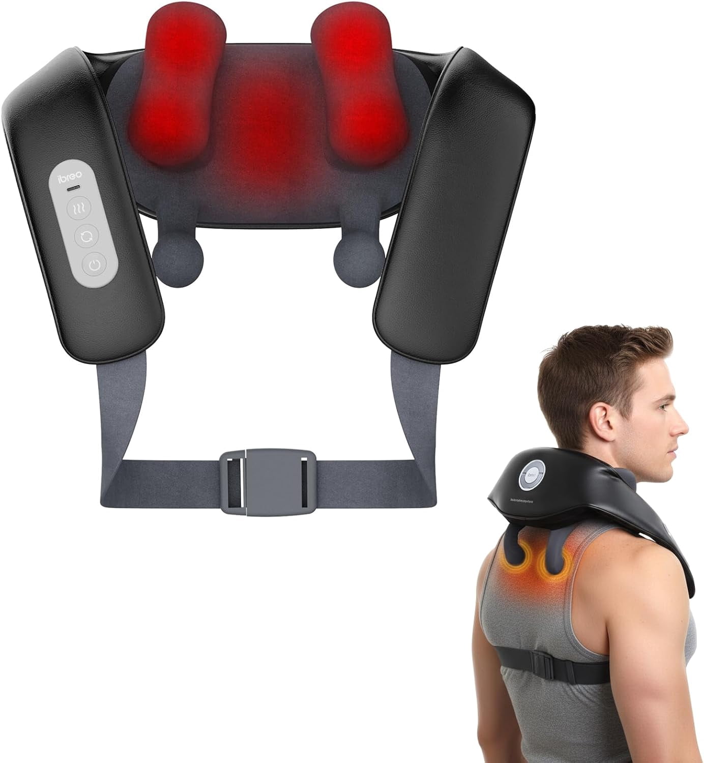 ibreo Shiatsu Neck and Back, Shoulder Massager with Heat, Massage Head ...
