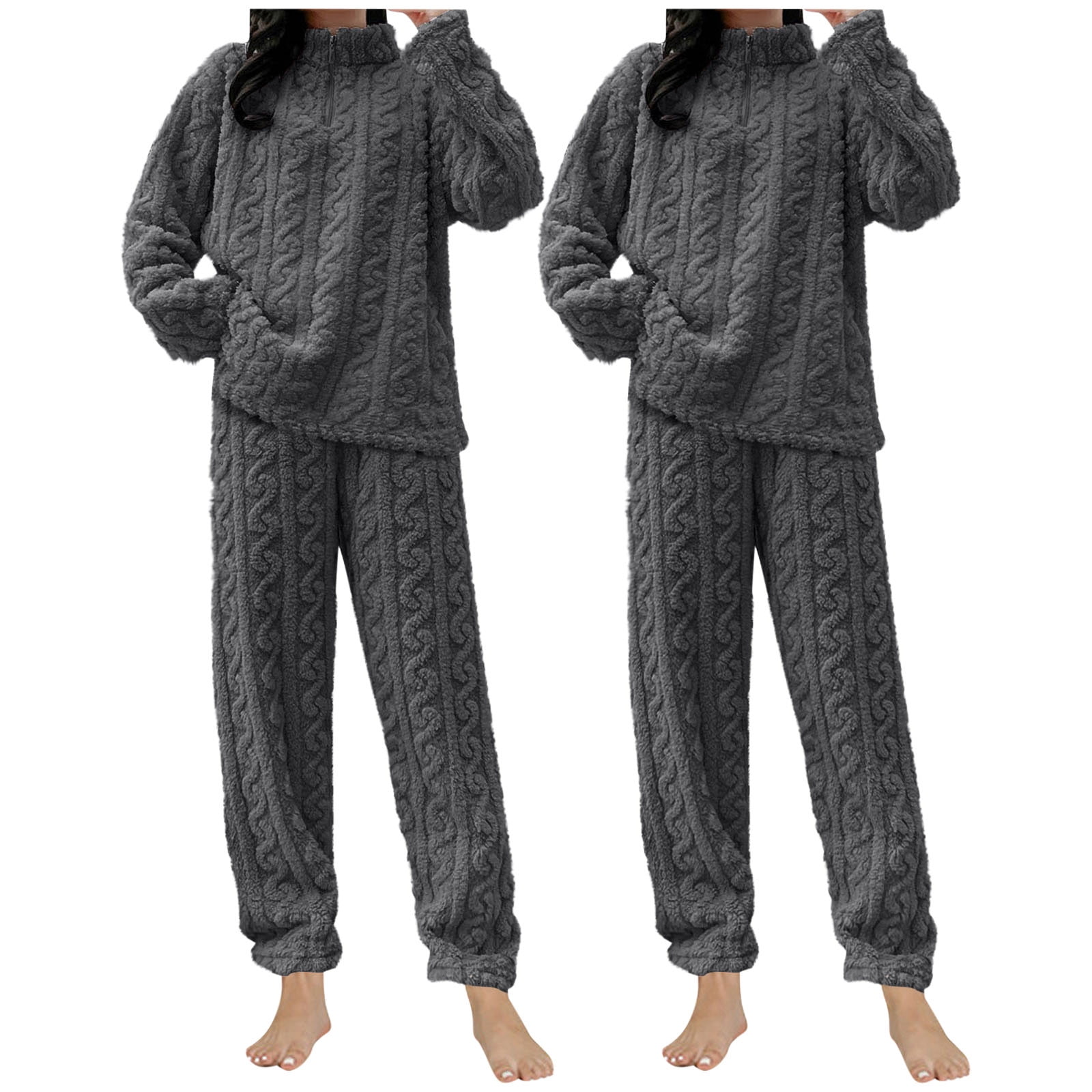 ibuvkizy 2 Pack Pajamas for Women Set Clearance!Women's Winter Zipper ...
