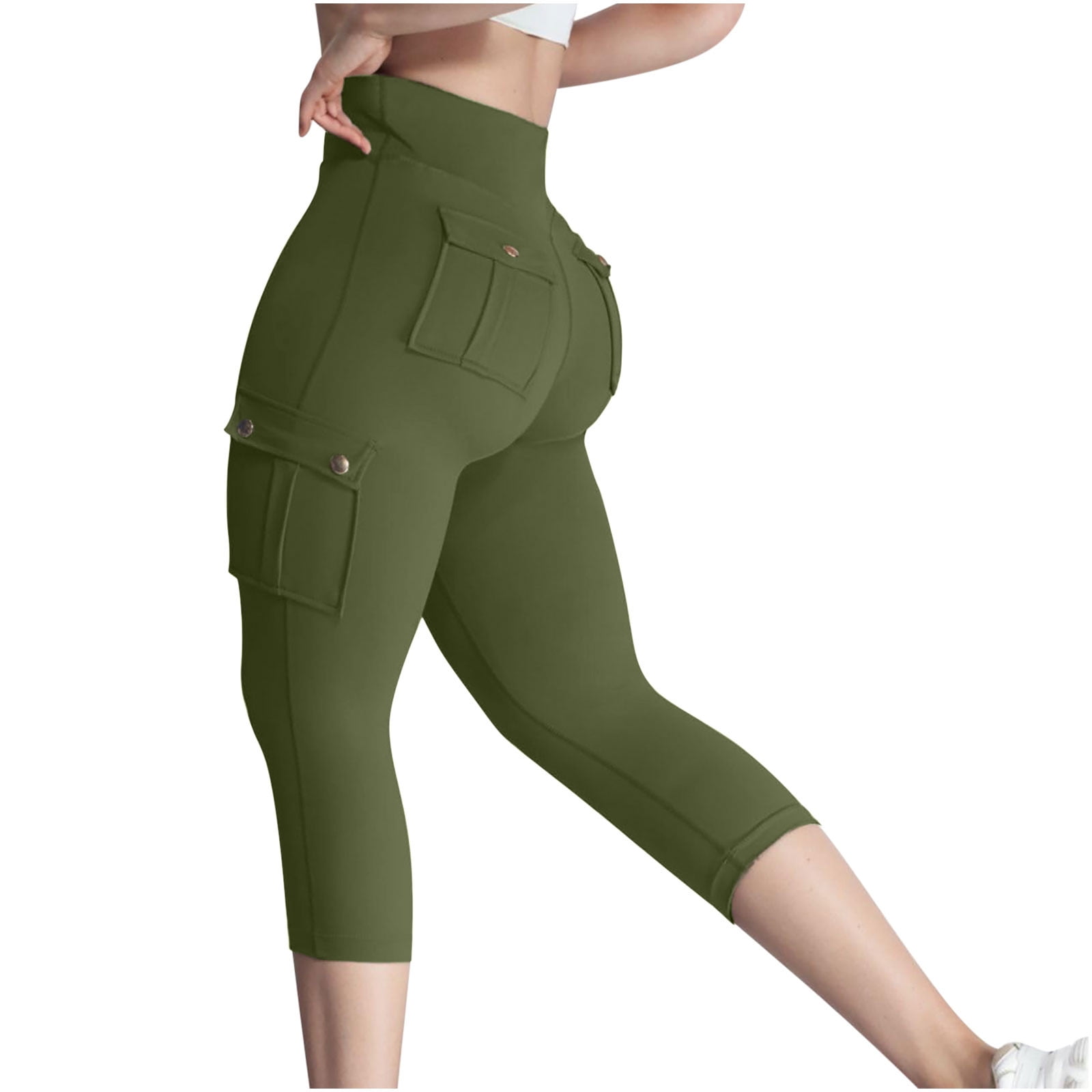 Ibuvkizy Capri Leggings For Women Clearance Womens Casual Solid Elastic