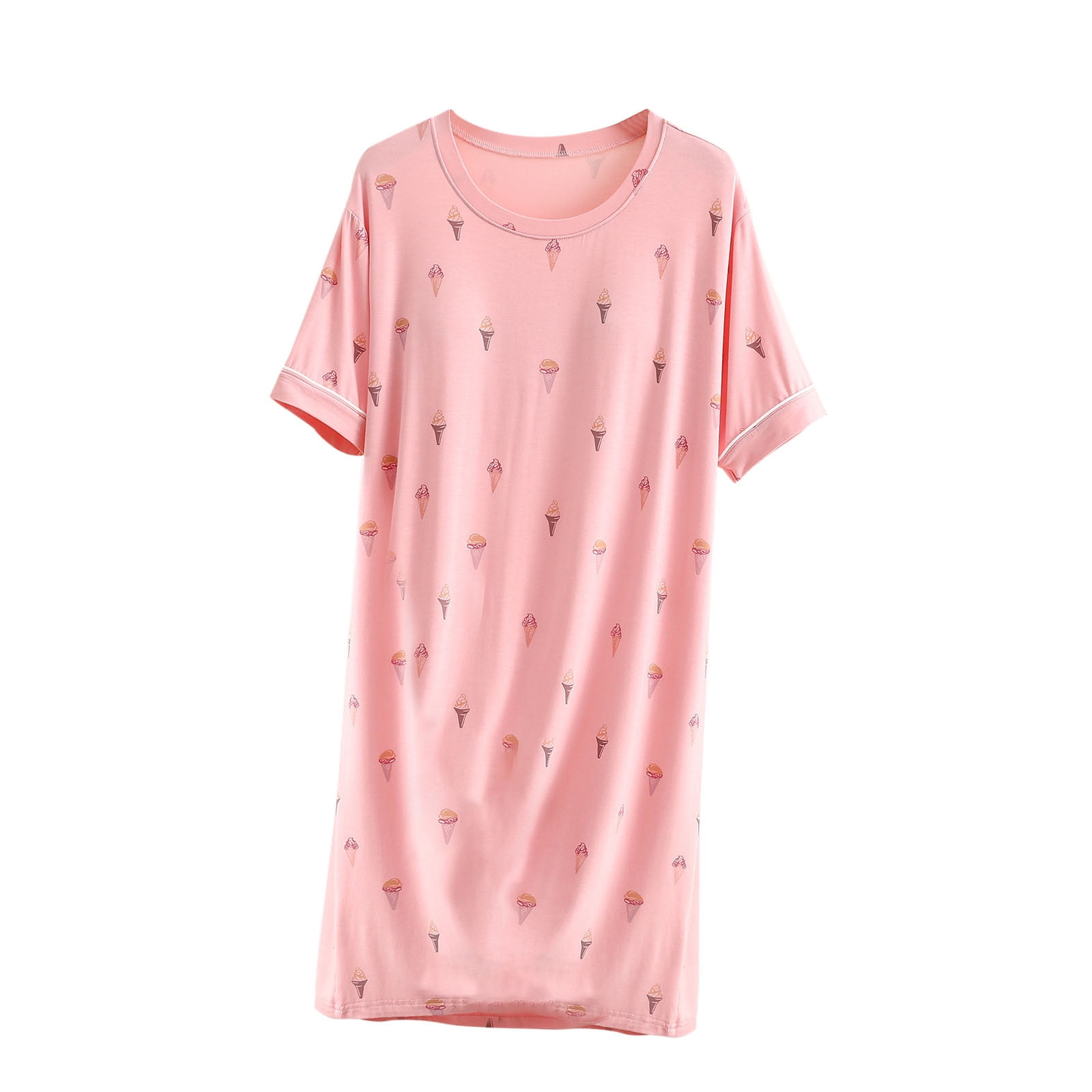 ibuvkizy Nightgowns for Women Nightdress Cotton Nightgown Sleepwear Short Sleeves Shirt Casual ...