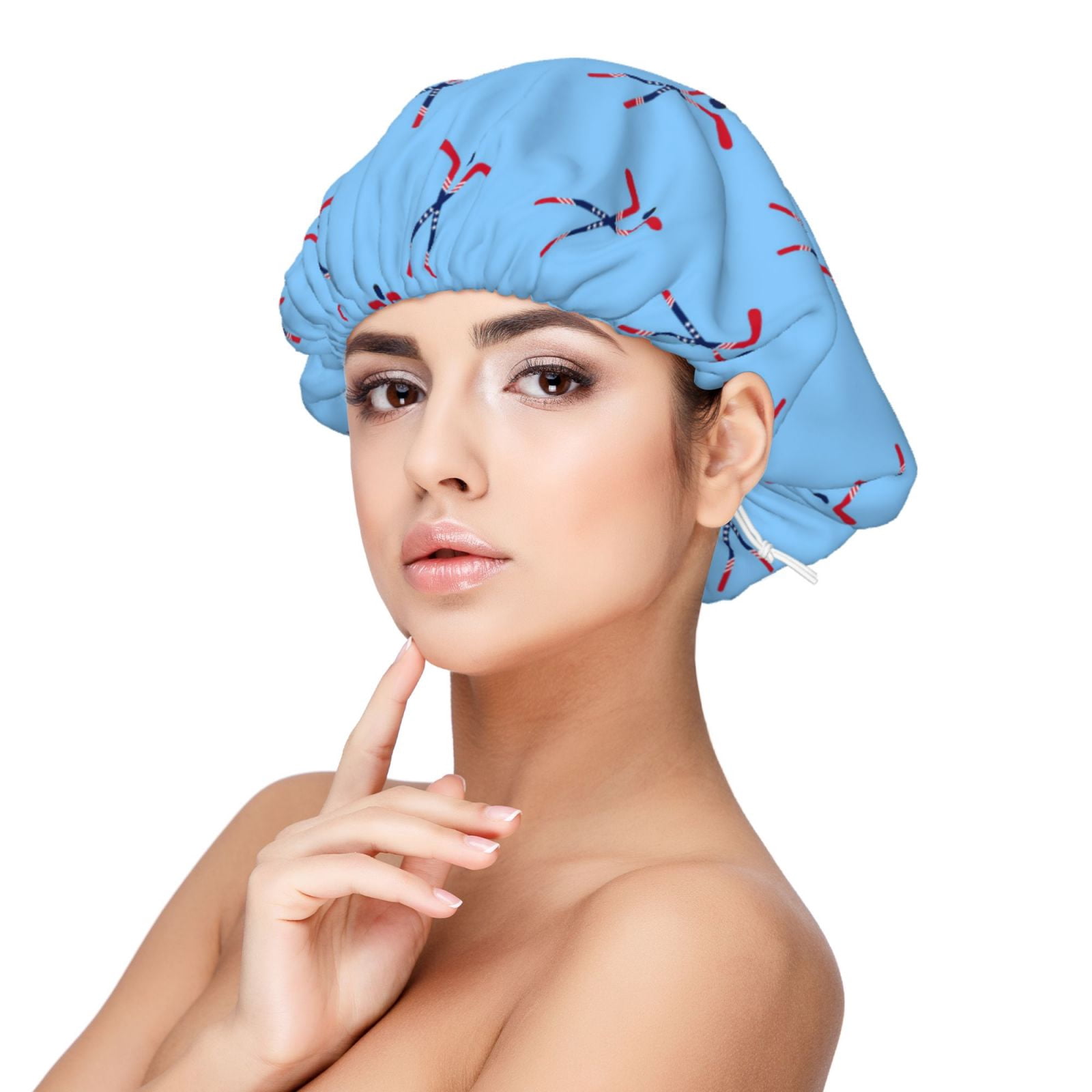 ice hockey sticks USA flag blue Silk Bonnet for Sleeping Women/Men ...
