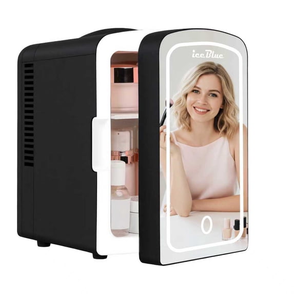 iceBlue LED Mirror Skincare Refrigerator- 4L Mini Fridge for Makeup ...