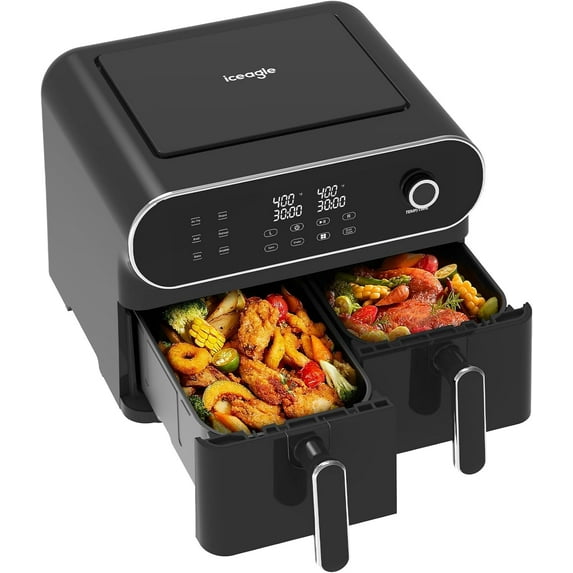 iceagle Dual Air Fryer 11 Quart - 6-in1 Airfryer with 2 Frying Baskets ...
