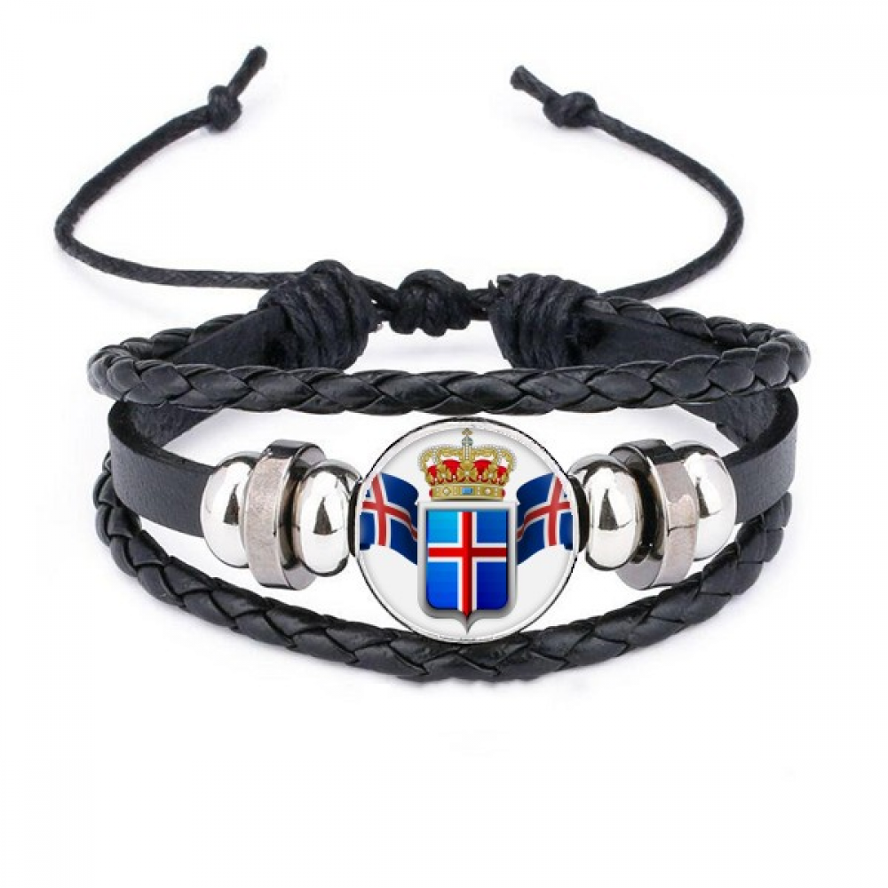 iceland national emblem country symbol bracelet braided leather woven ...