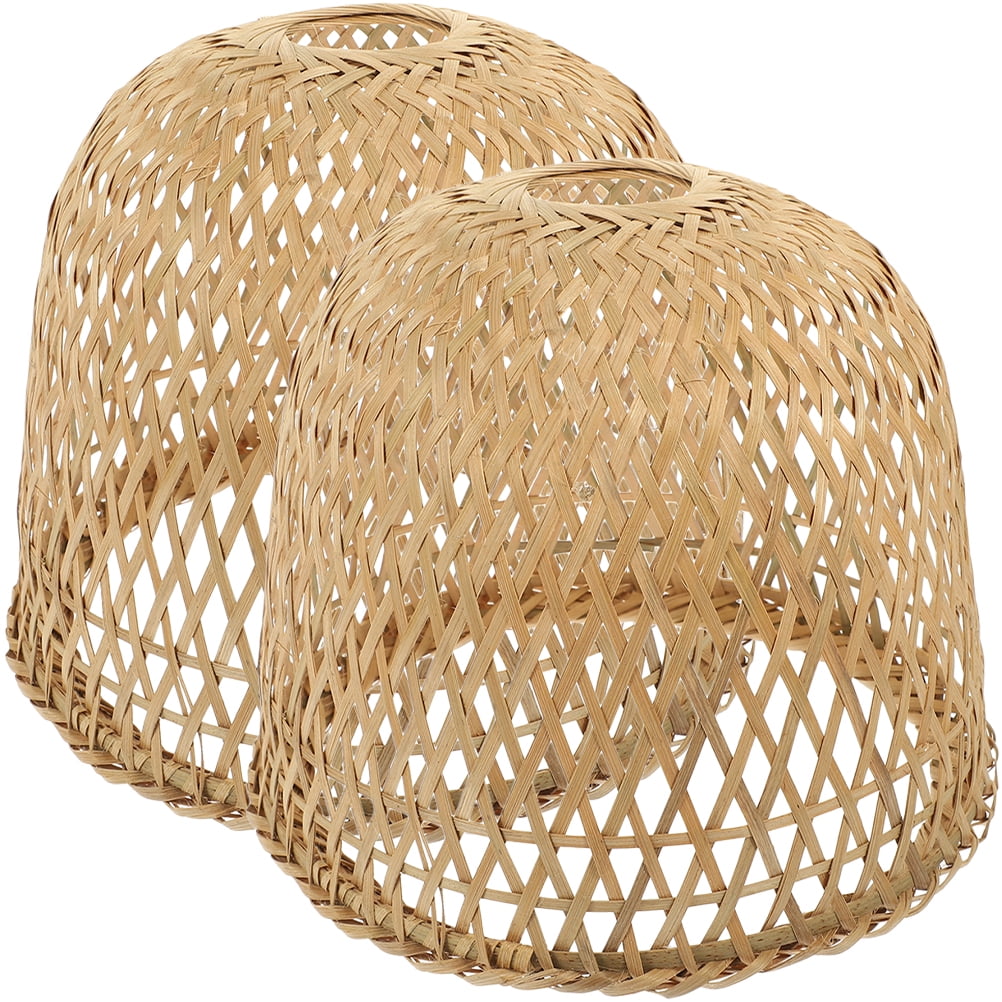 icolorfuled 2 Rustic Wicker Lamp Shades for Floor/Ceiling Light ...