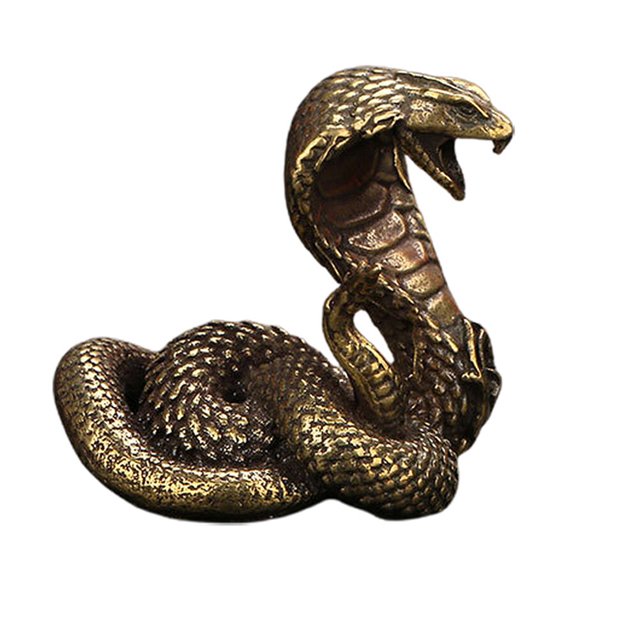 icolorfuled Realistic Brass Snake Figurine Sculpture Chinese Desktop ...