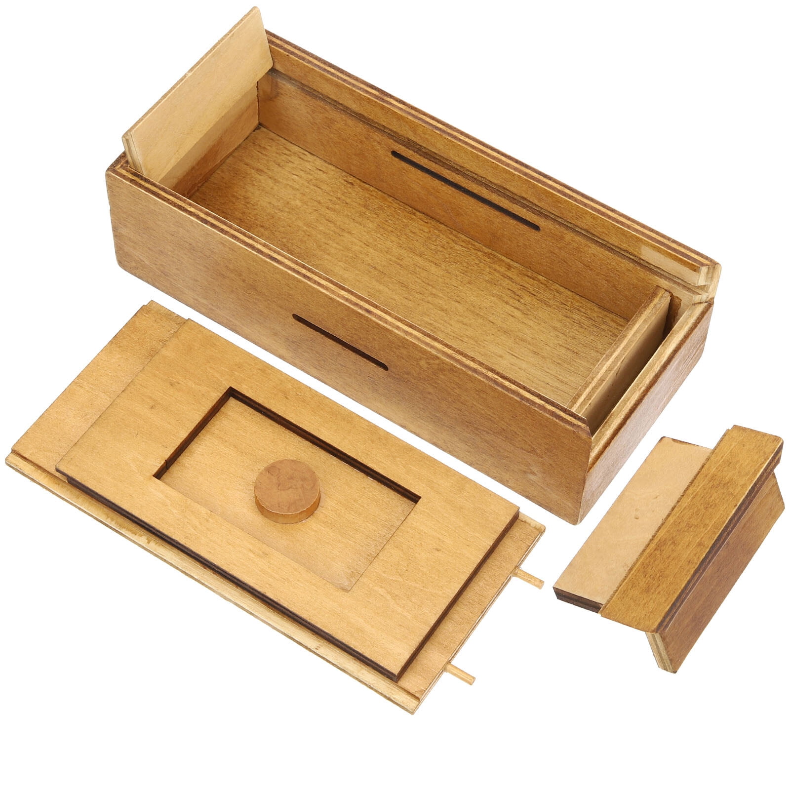 icolorfuled Wooden Secret Puzzle Box with Hidden Compartment - 3D Brain Teaser Drawers - Walmart.com