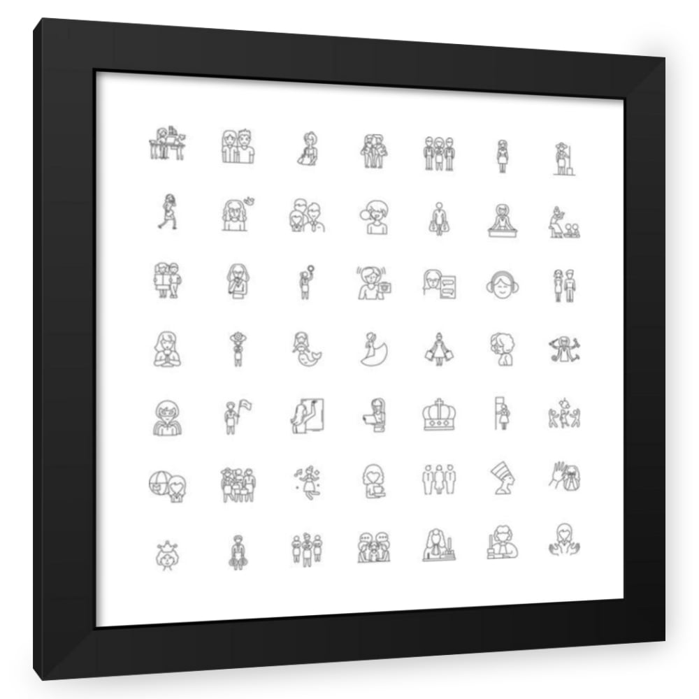 Iconim 16x16 Black Modern Wood Framed Wall Art Titled Women Rights