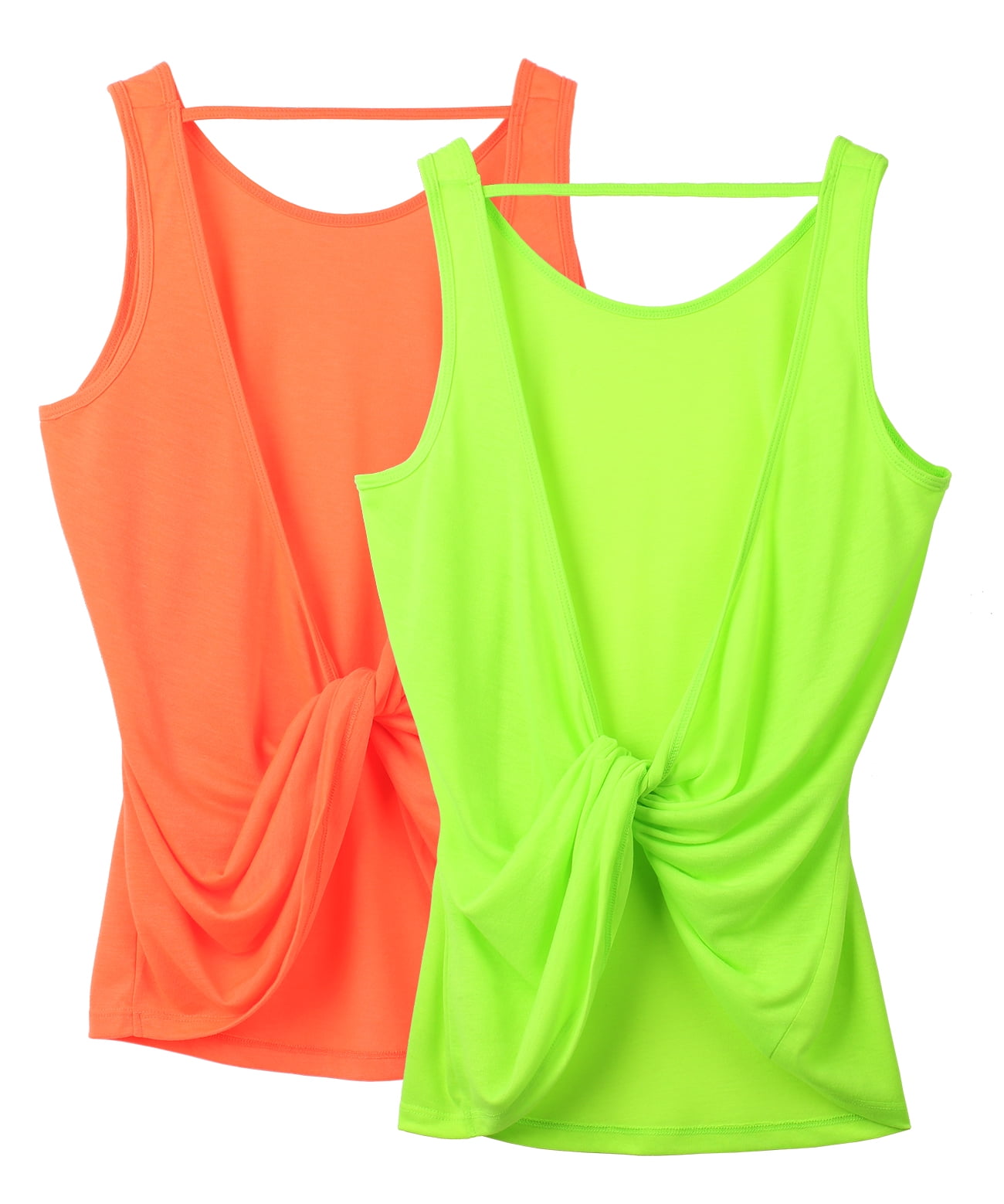 icyzone Open Back Athletic Yoga Tops Gym Shirts Workout Tank Tops for ...