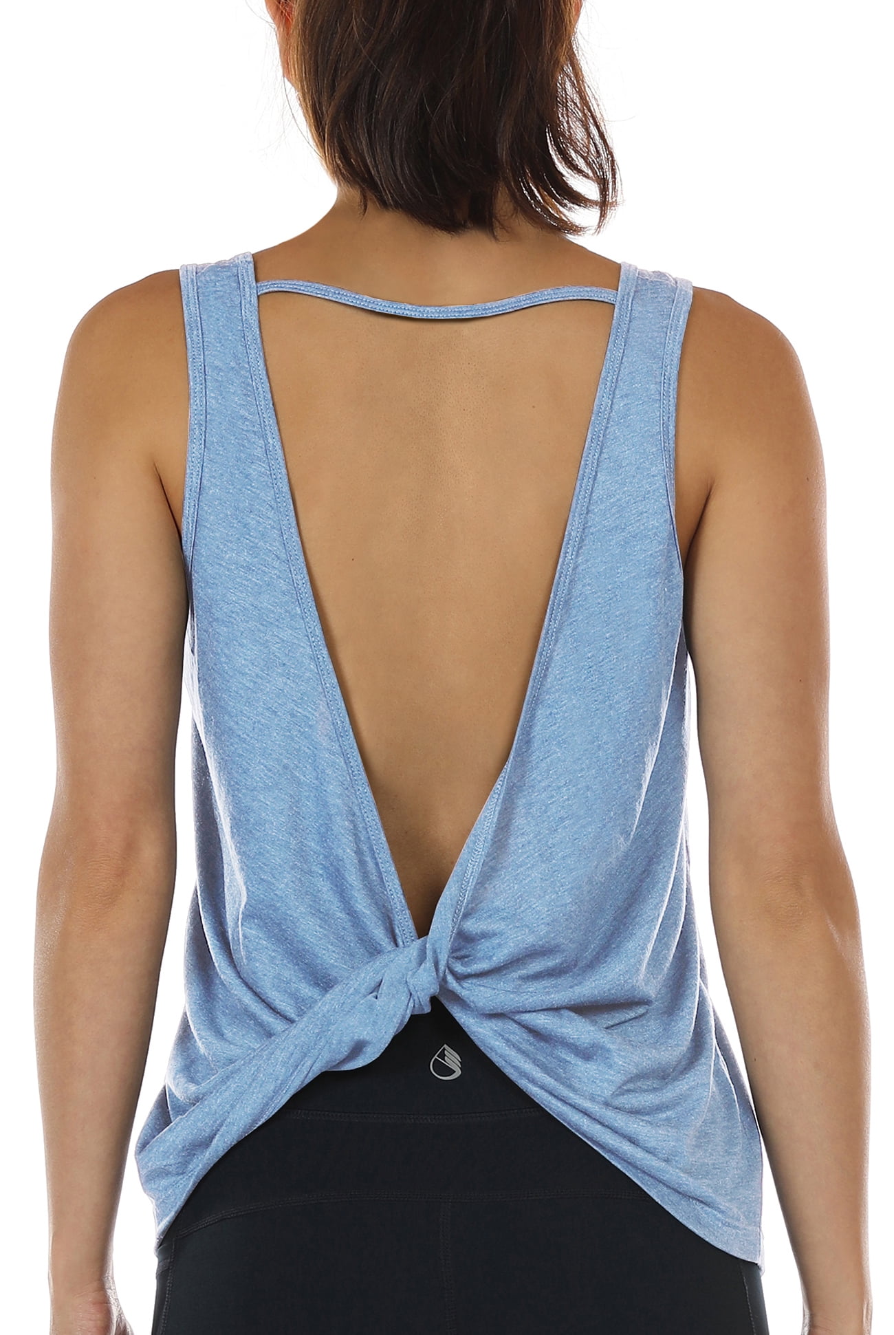 icyzone Open Back Athletic Yoga Tops Gym Shirts Workout Tank Tops for ...