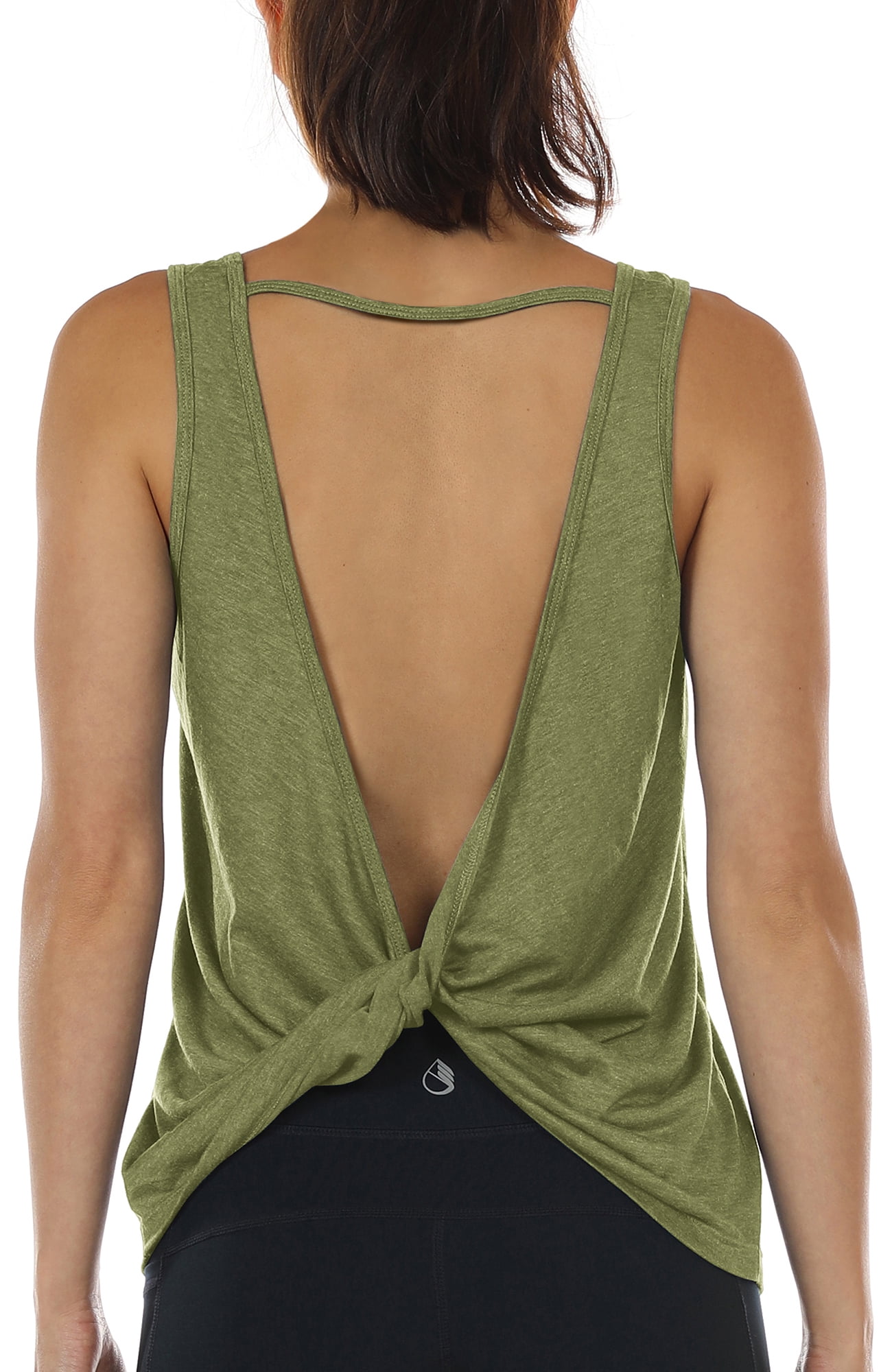 icyzone Open Back Athletic Yoga Tops Gym Shirts Workout Tank Tops for ...