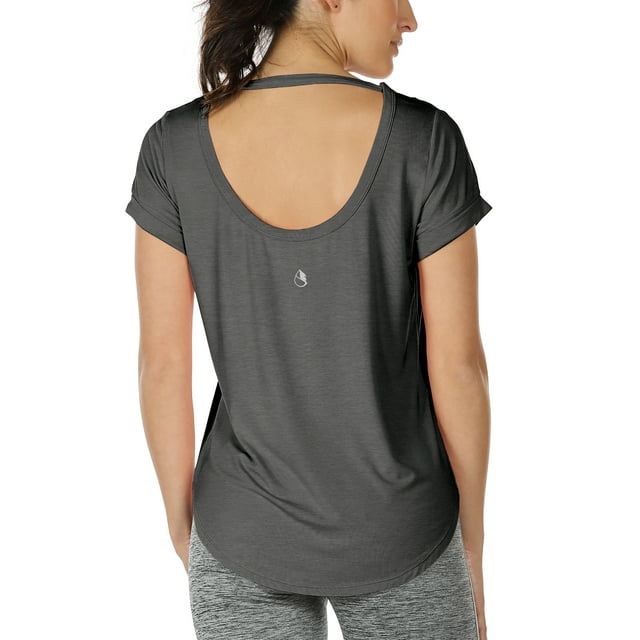 icyzone Open Back Yoga Shirts for Women - Exercise Workout Tops ...