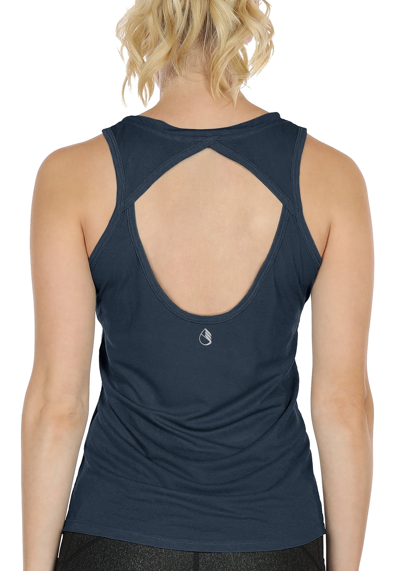 icyzone Yoga Tops Activewear Workout Clothes Open Back Fitness ...