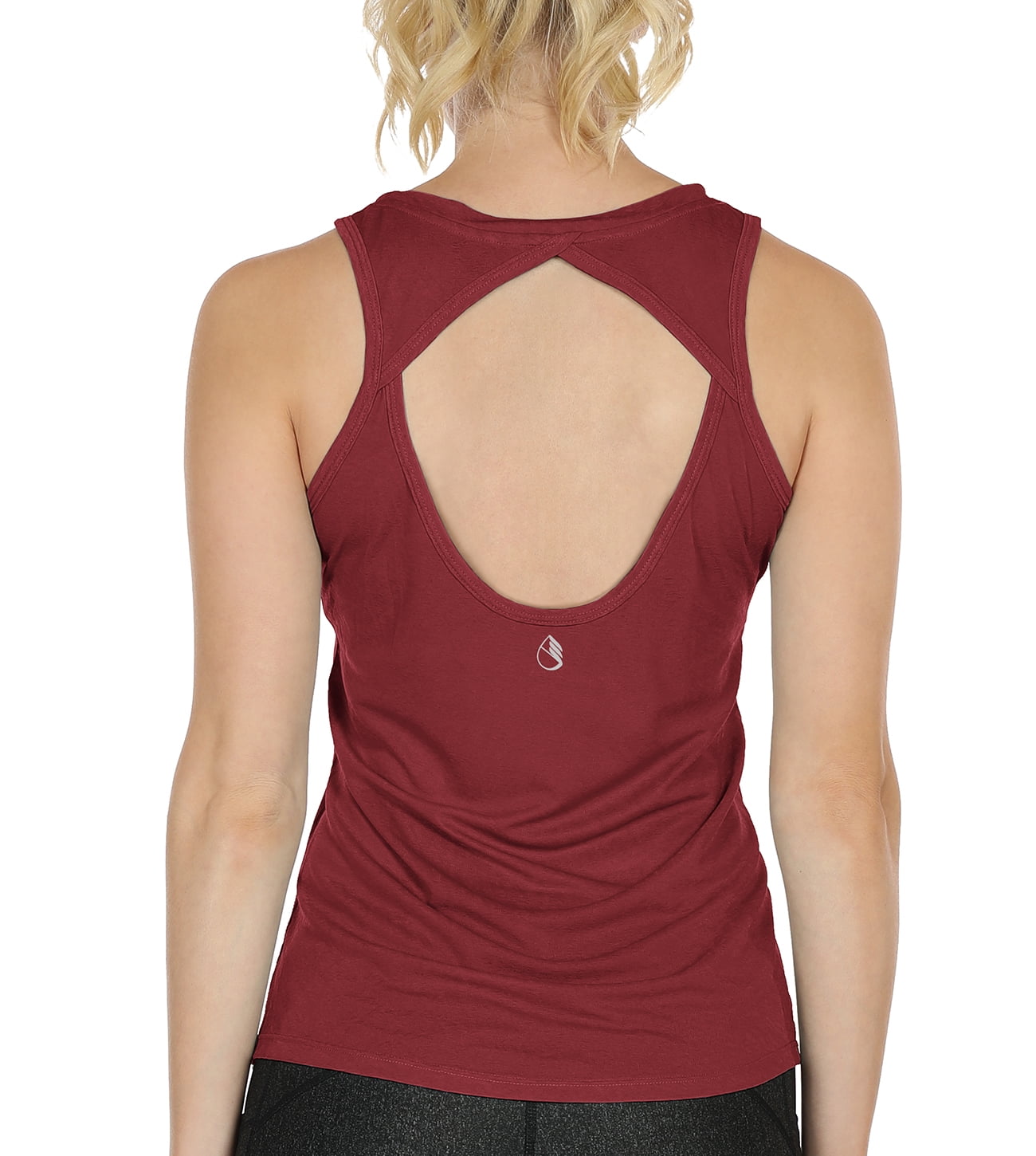 icyzone Yoga Tops Activewear Workout Clothes Open Back Fitness ...