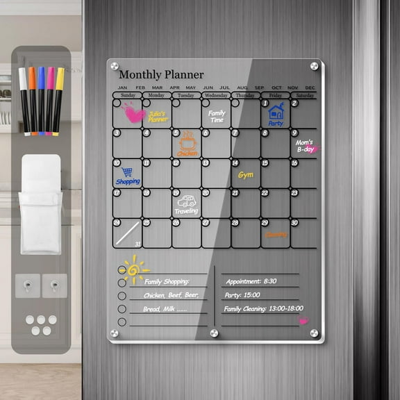 Acrylic Meal Planner Magnetic Menu Board for Kitchen Fridge Planning ...