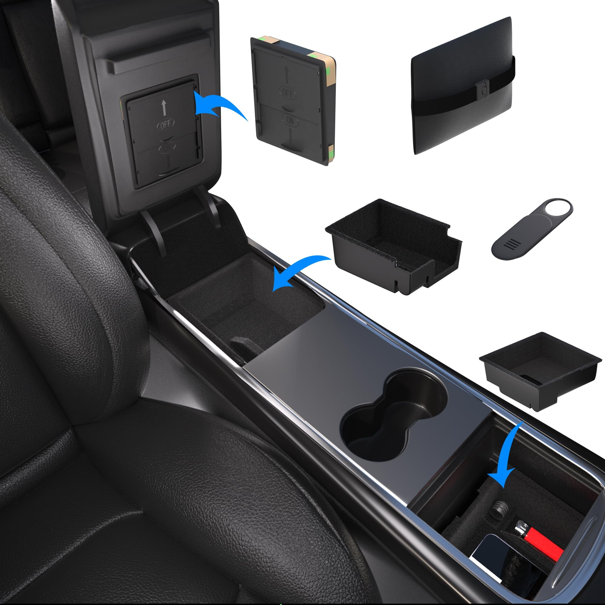 idoluxe Console Organizer Tray ZS23 Storage, Car Center Box, Hidden ...