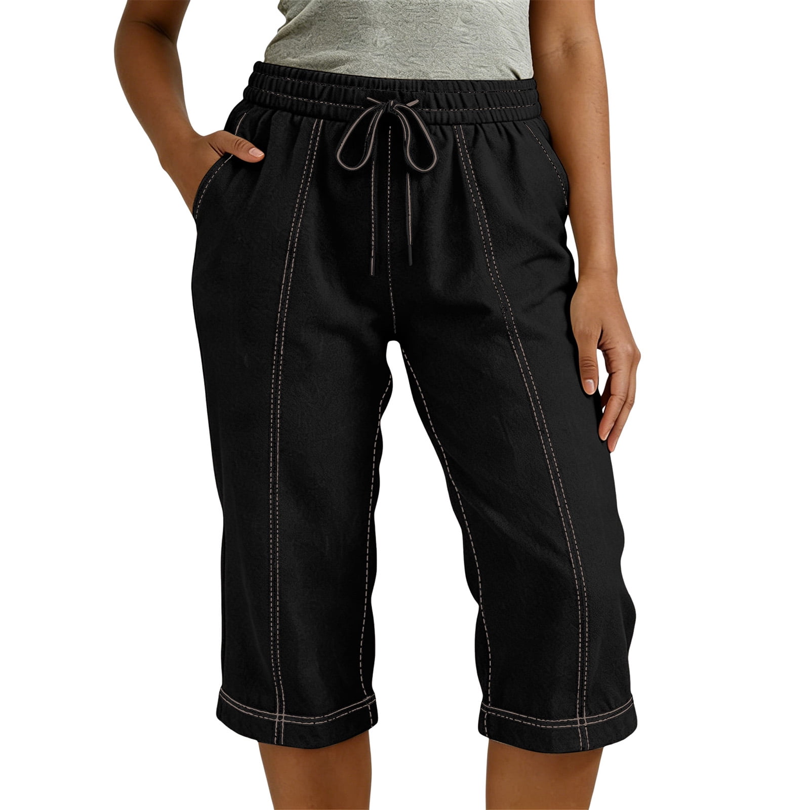 idosla Capri Pants for Women Cotton Casual Summer 2026 Cute Petite ...