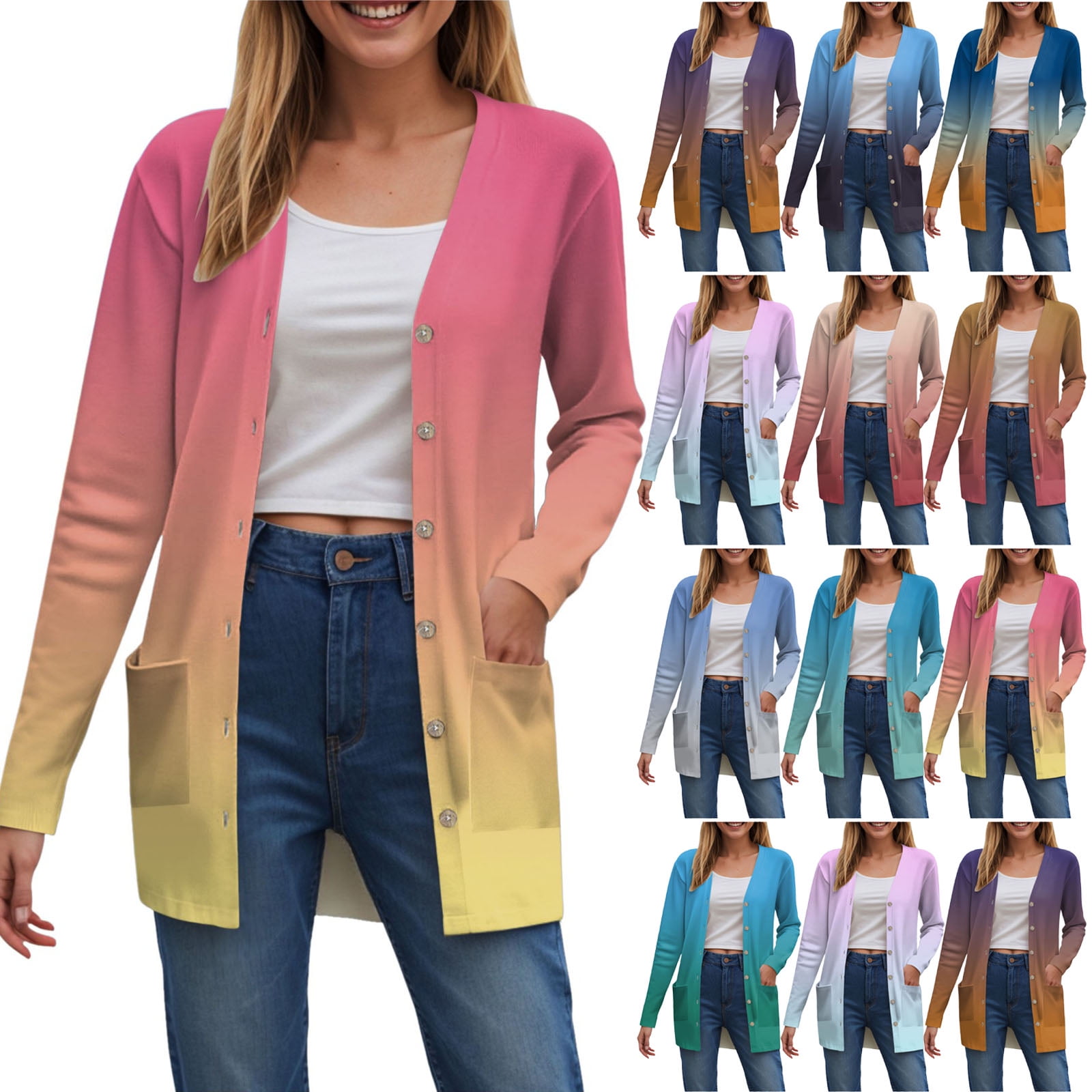 idosla Cardigans for Women Lightweight Trendy Long Sleeve Dressy Open ...