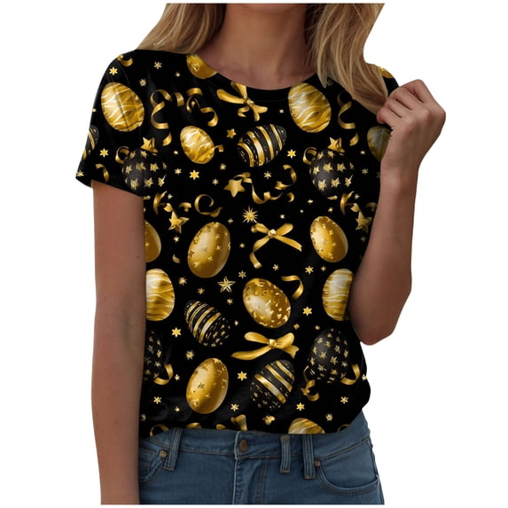 idosla Easter Short Sleeve T Shirts for Women 2026 Easter Day Crewneck ...