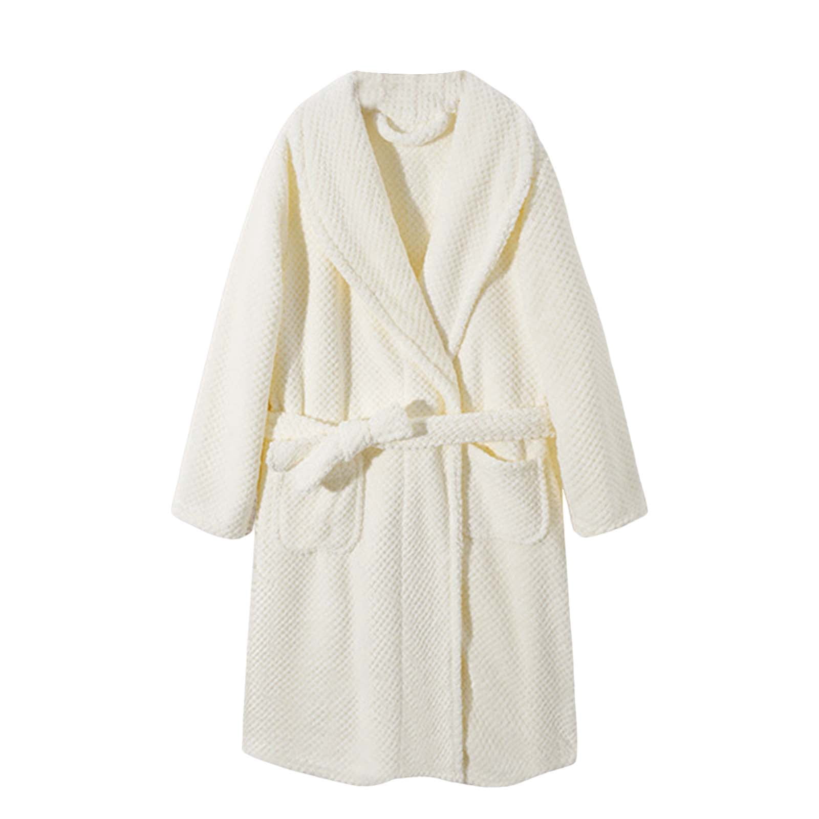 idosla Girls Boys Soft Fleece Bathrobe Cable Plush Hoodless Warm Robes ...