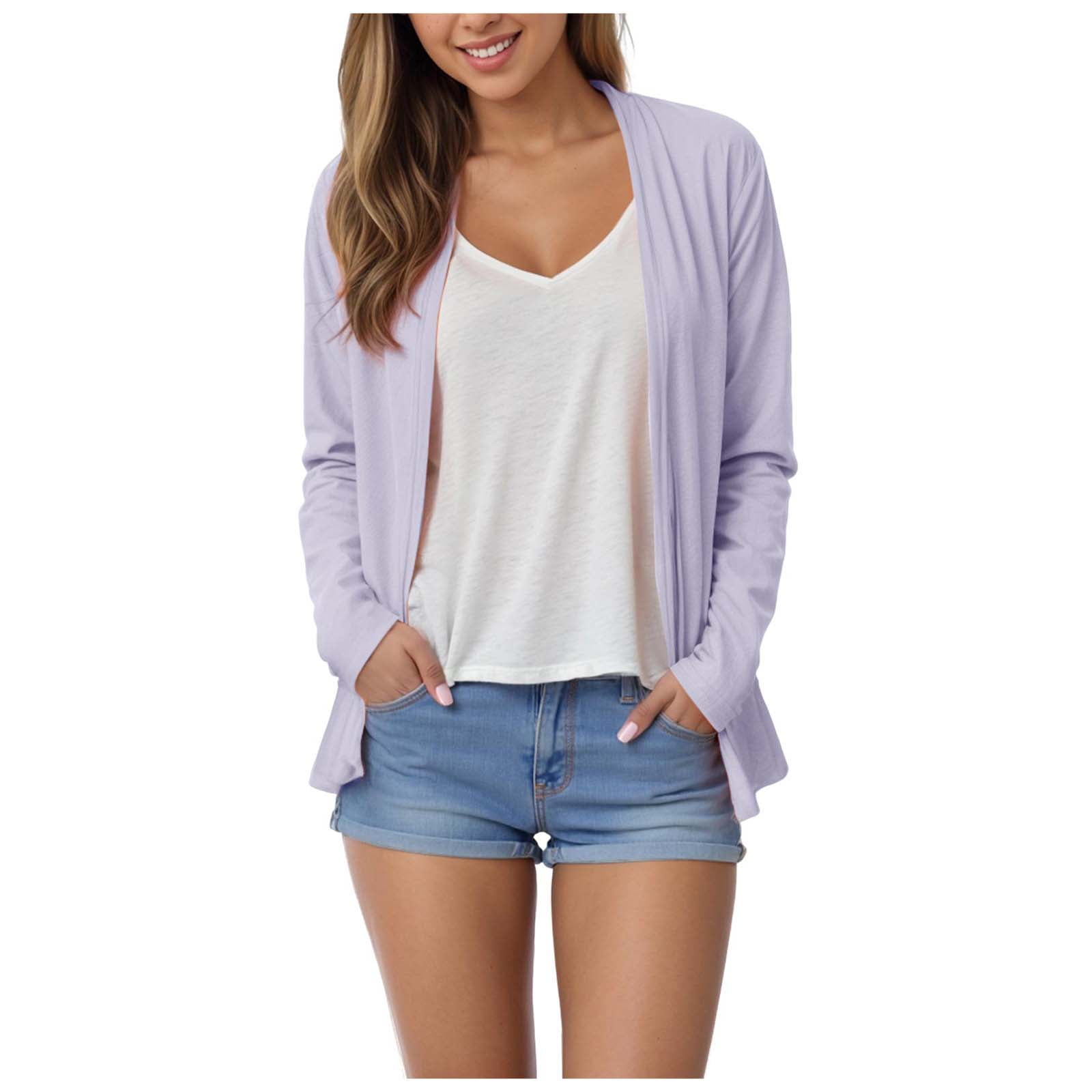 idosla Lightweight Long Sleeve Cardigans for Women Open Front ...