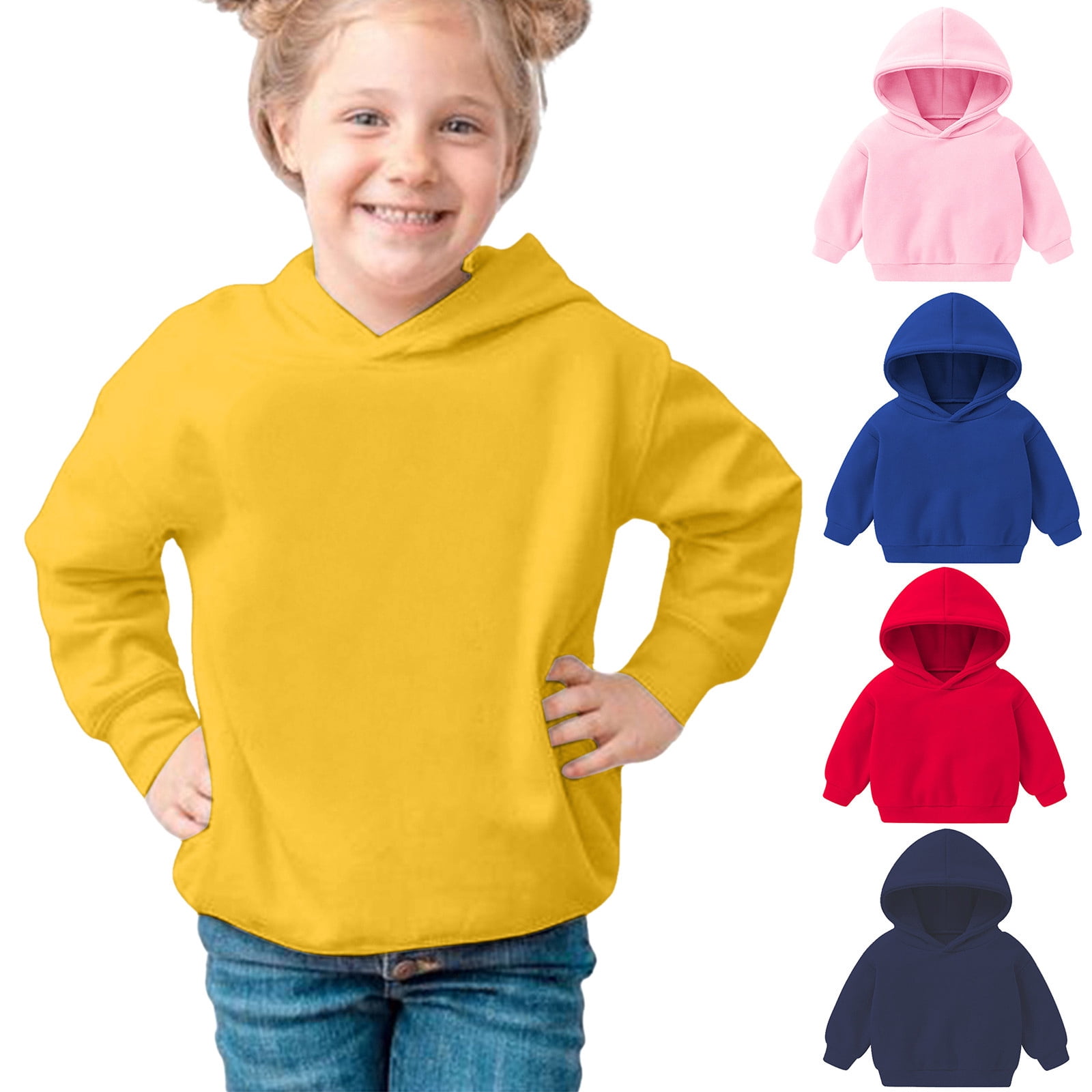idosla Toddler Baby Solid Color Hoodies Cute Unisex Hooded Sweatshirt ...