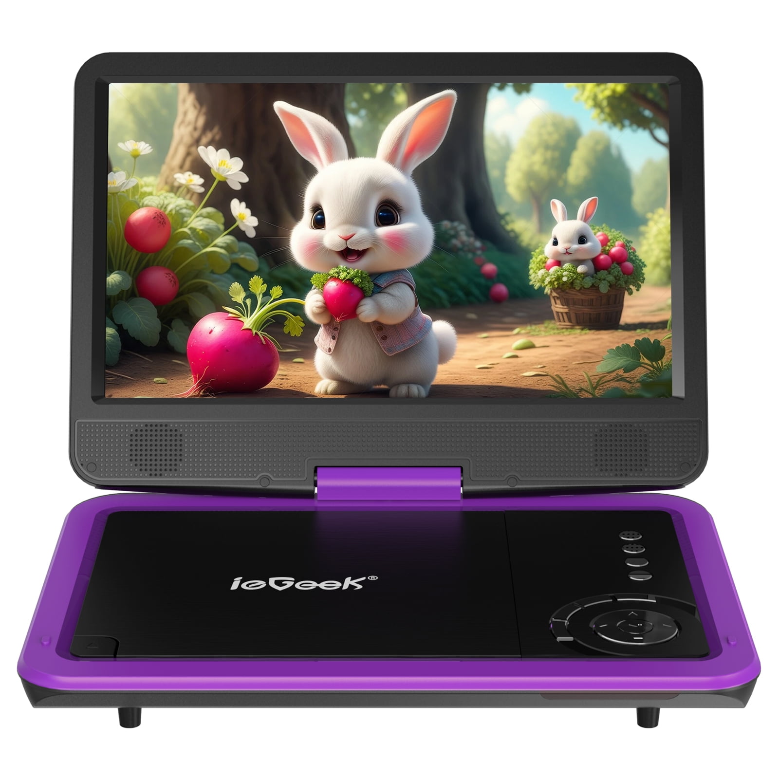 "ieGeek 12.5"" Portable DVD Player, Rechargeable, High Volume, Swivel Screen, Purple" - Walmart.com