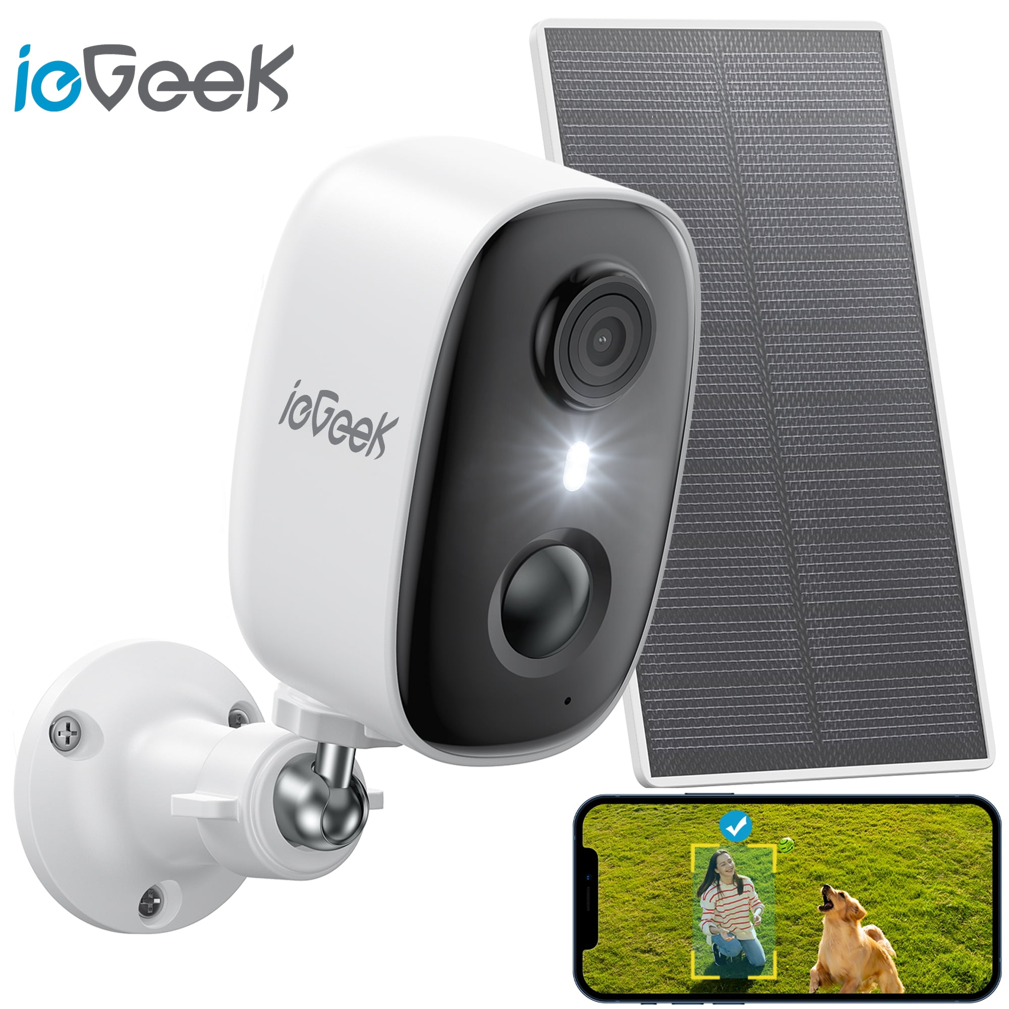 ieGeek Solar Security Cameras WiFi, Outdoor 2K Night Vision, Motion ...