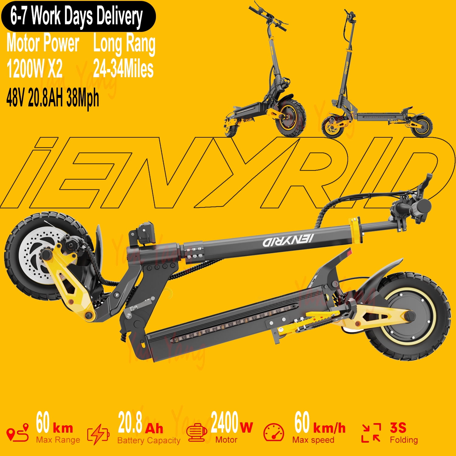 ienyrid es1 electric scooter for adults with seat fast 28-38mph speed ...