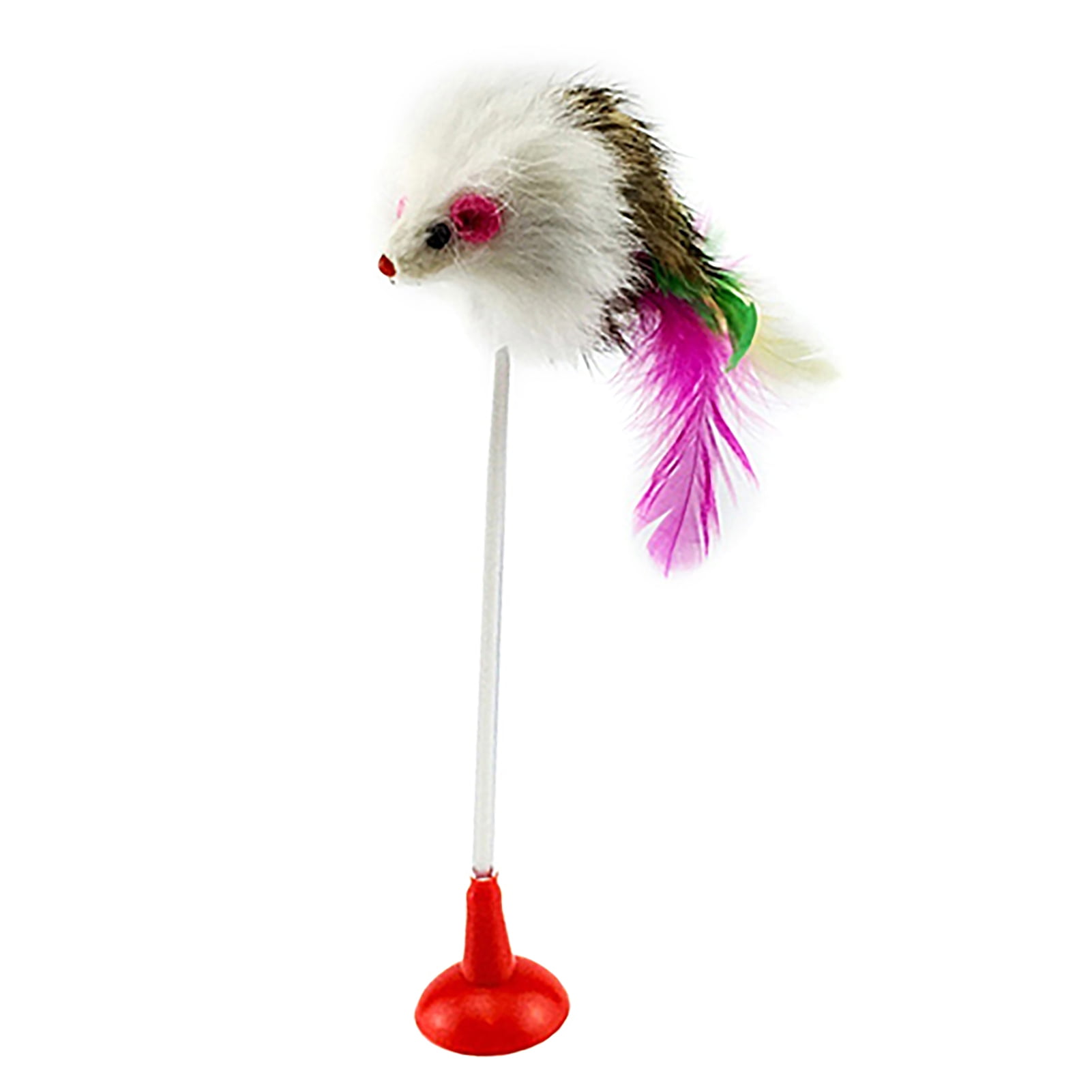 ievspot 1 Pcs Cat Plush Mouse Feather Wand Toys with Strong Suction ...