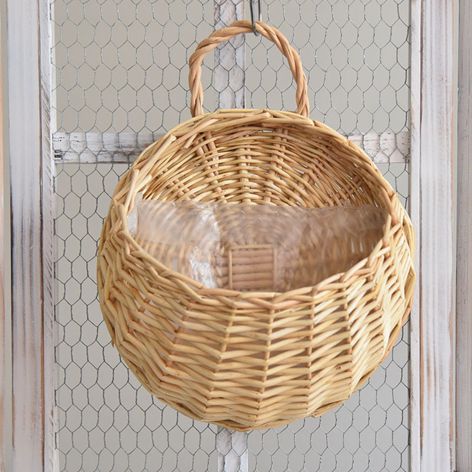 ievspot 1 Set Rattan Wicker Hanging Flower Pot, Half Round Rattan ...