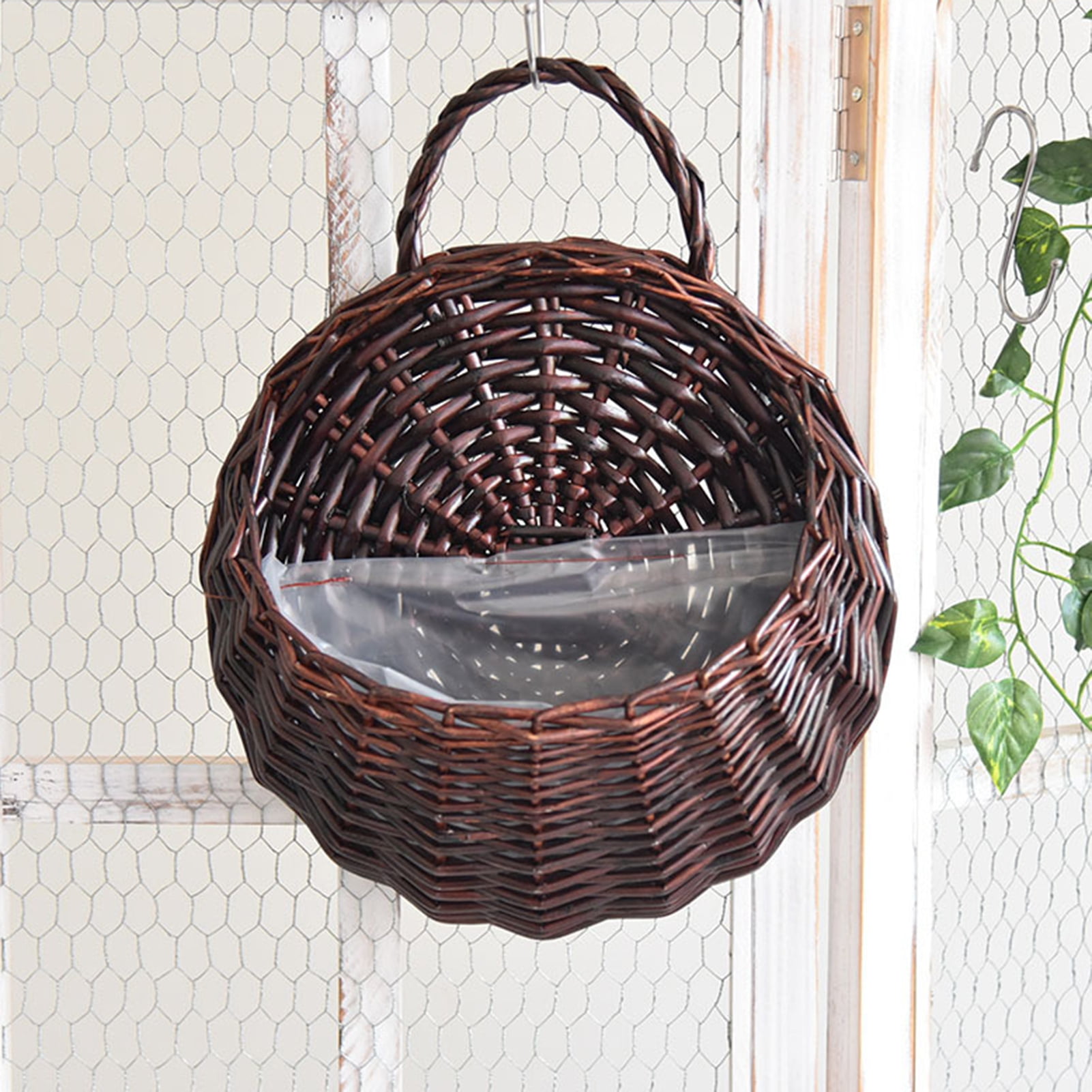 ievspot 1 Set Rattan Wicker Hanging Flower Pot, Half Round Rattan ...
