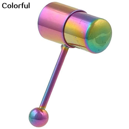 ievspot 1Pc Cool Vibrating Barbell Tongue Rings Bars Piercing Stainless ...
