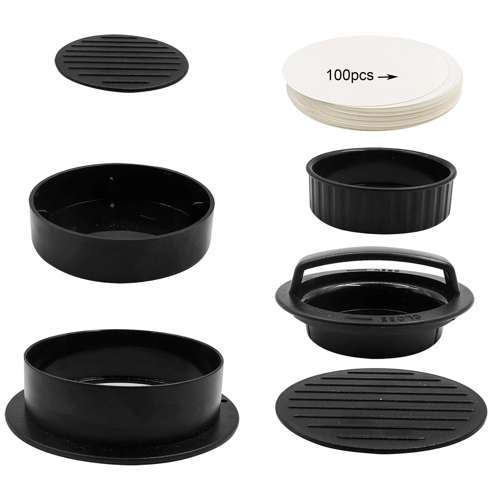 ievspot 3-in-1 Burger Press,100 Patty Papers Set,Non-Stick Hamburger ...