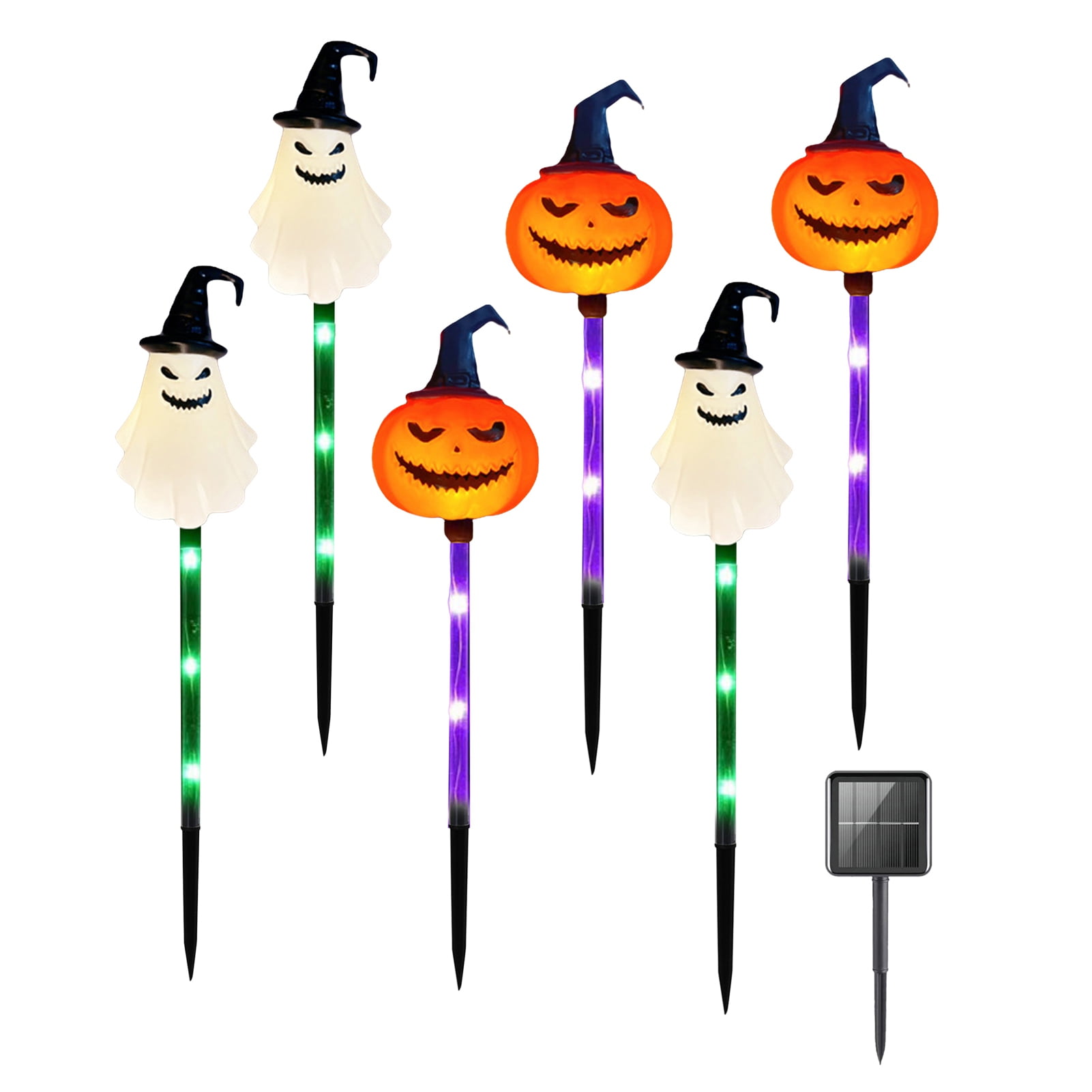 ievspot 6 Pcs Pumpkin Pathway Lights Halloween Ghost Decorations 8 ...