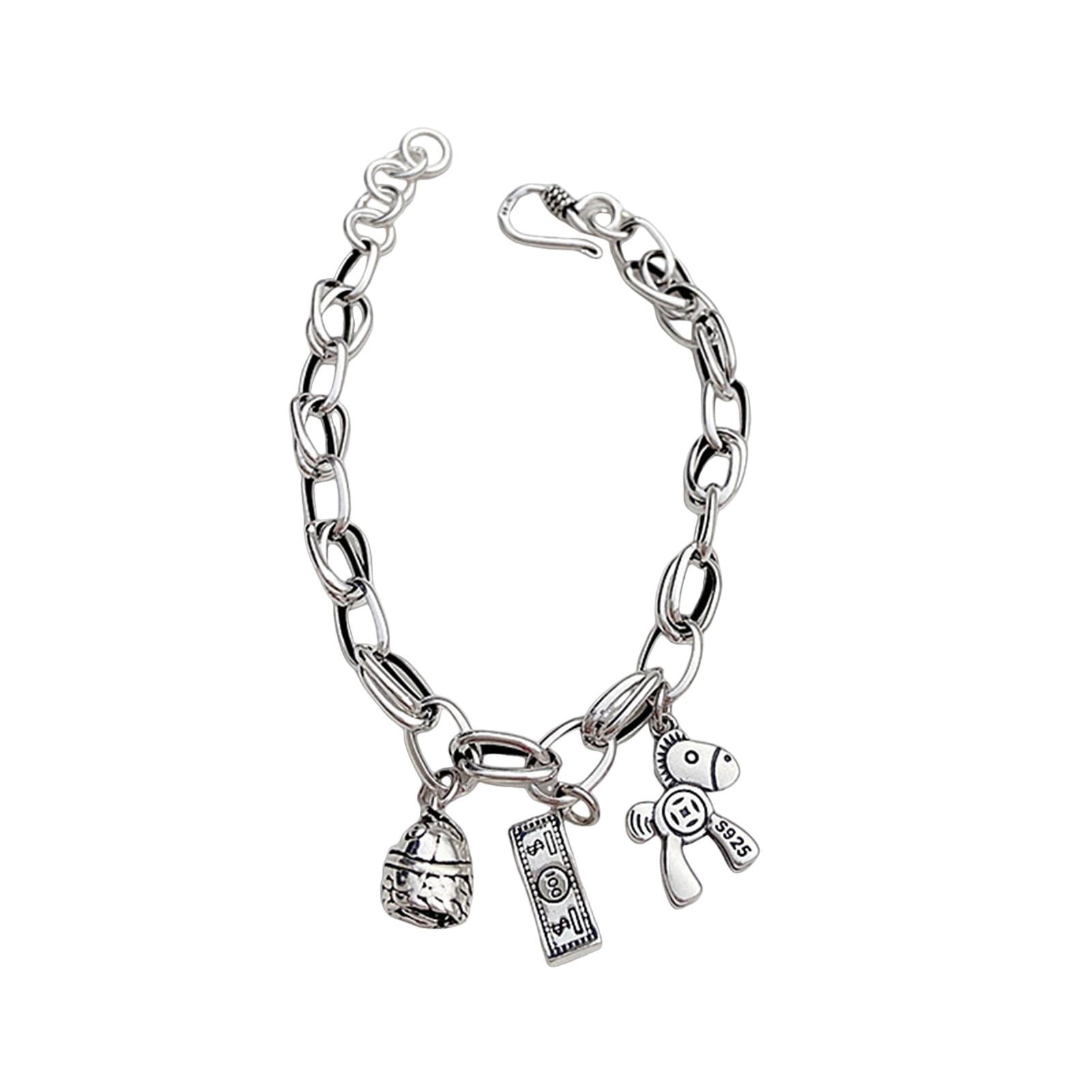 ievspot Good Fortune Bracelet Retro Style Thick Chain Copper Money ...