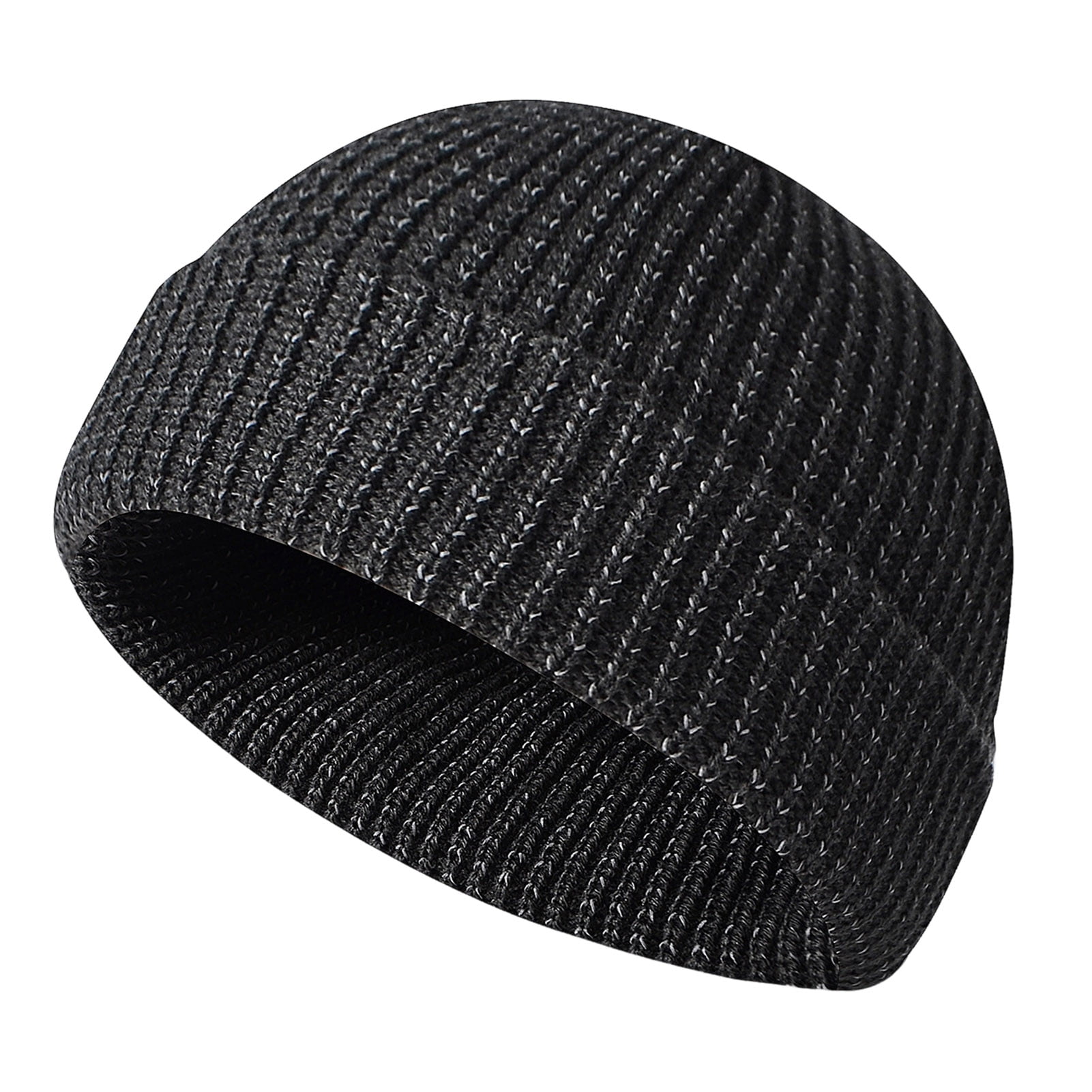 ievspot Unisex Knitted Hat Reflective High Elasticity Folded Brim Dome ...