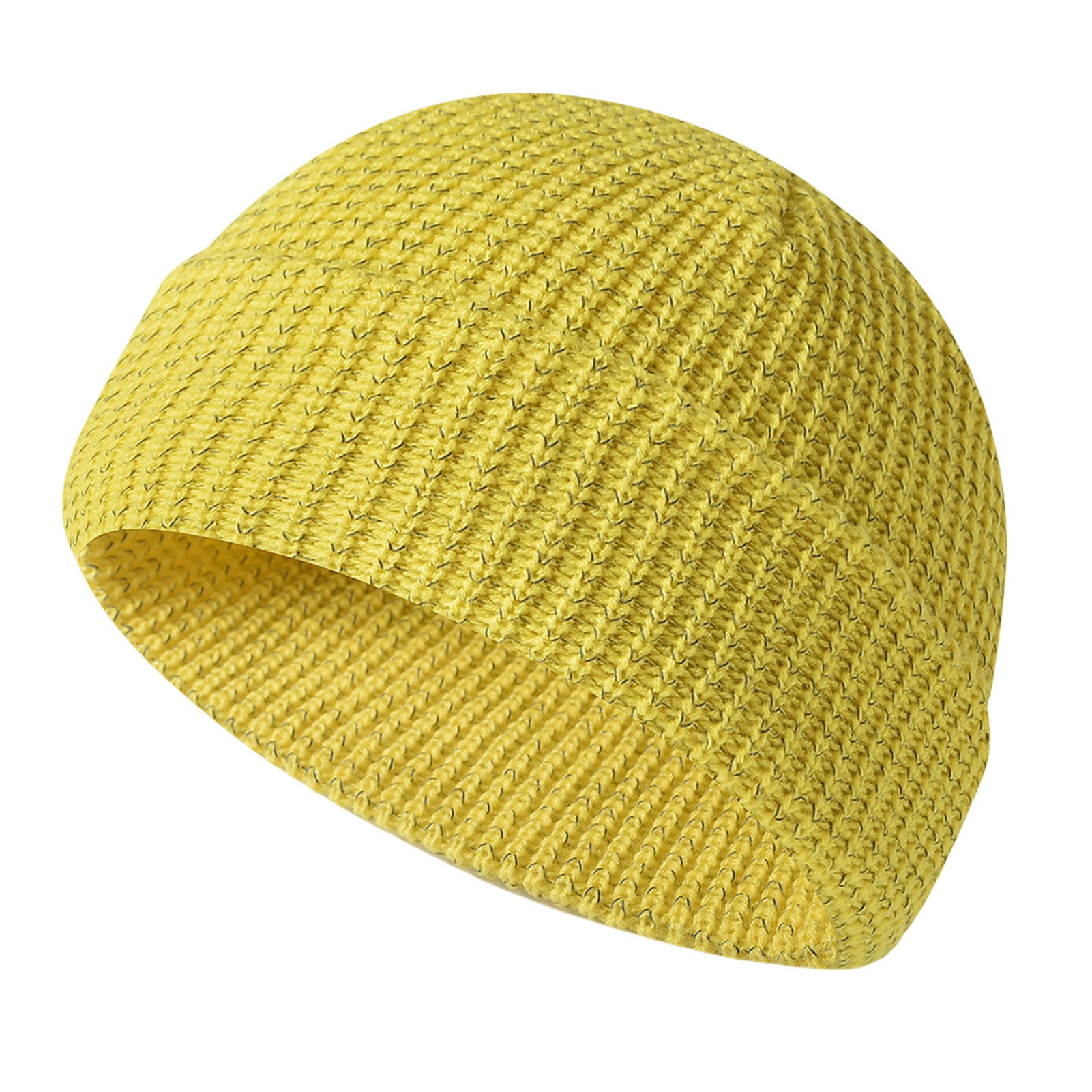 ievspot Unisex Knitted Hat Reflective High Elasticity Folded Brim Dome ...