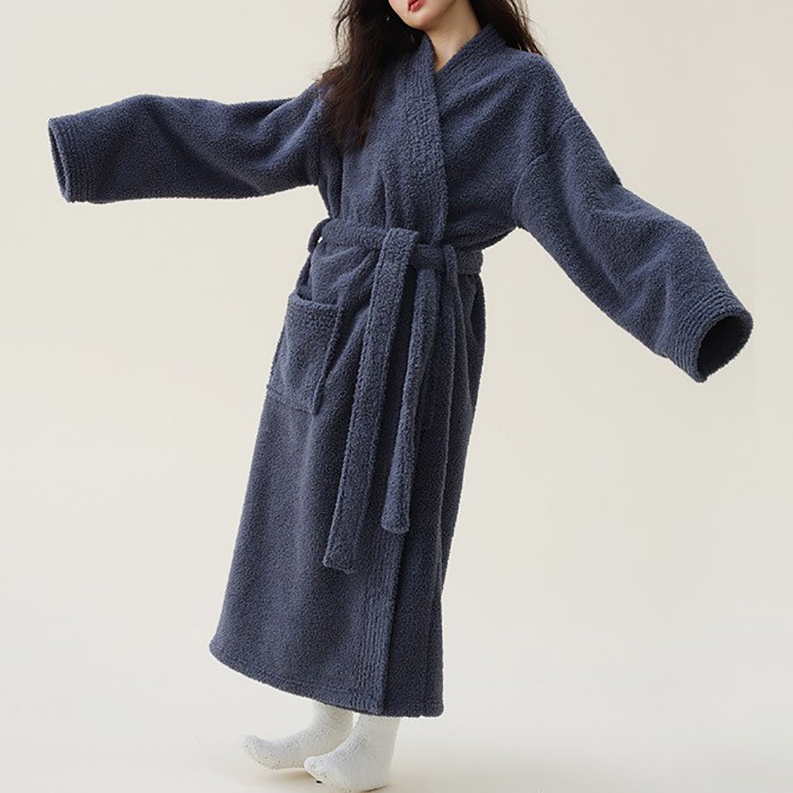 IFNND Women's Plush Soft Warm Fleece Bathrobe Robe Nightgown Ladies ...