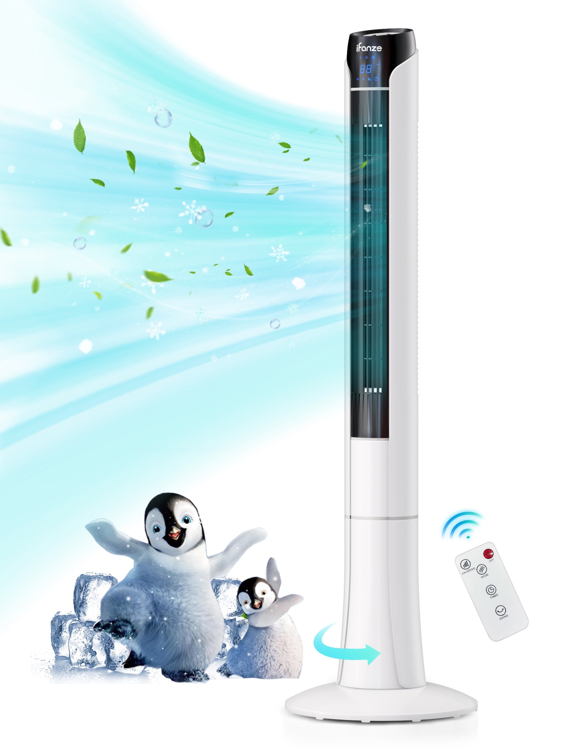 ifanze 48" Tower Fan for Bedroom, Quiet Oscillating Bladeless Cooling ...