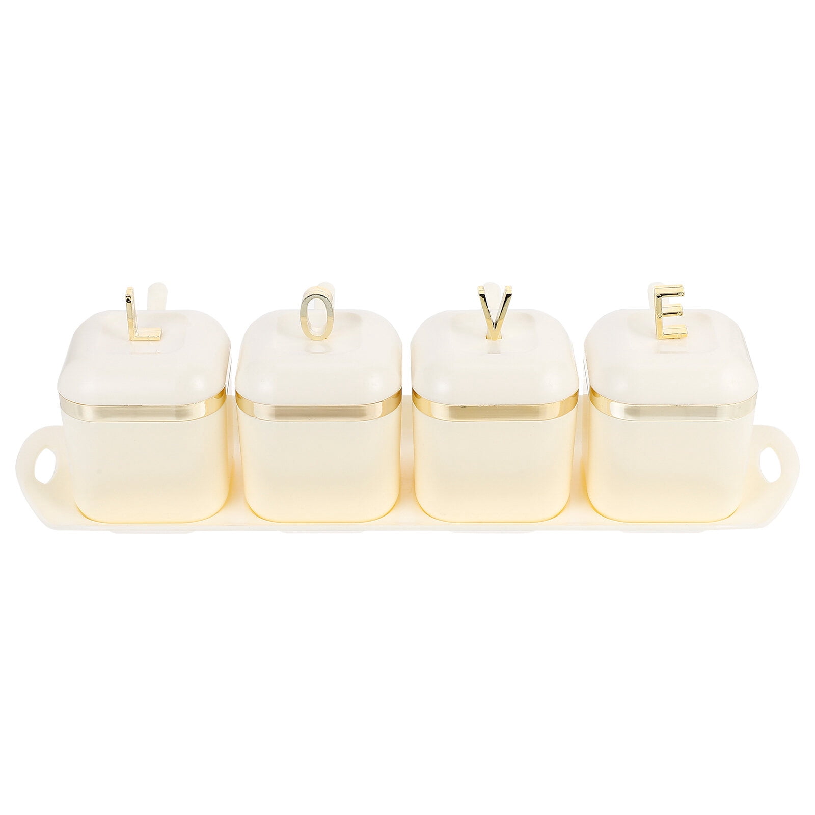 ifundom Multi Seasoning Container Set with Storage Function, Beige ...