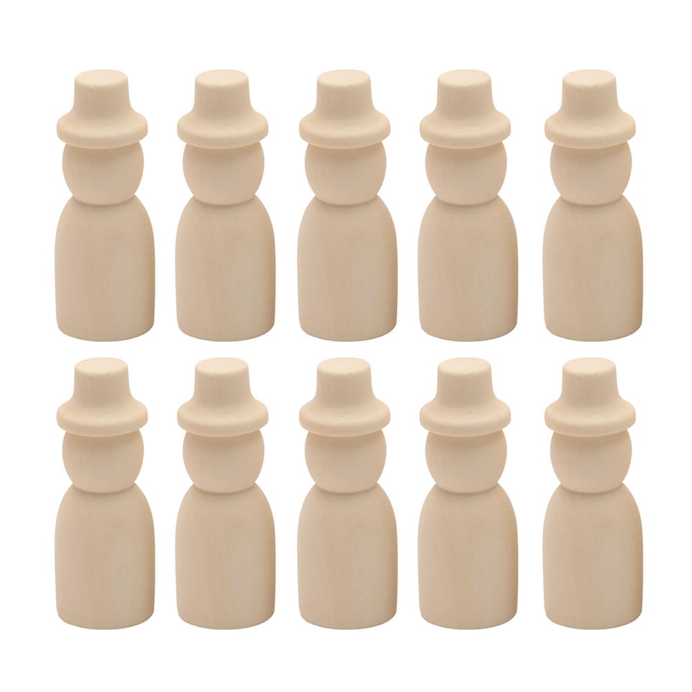 ifundom 10pcs 6.5cm Wood Color Children DIY Painted Wooden Figures with ...